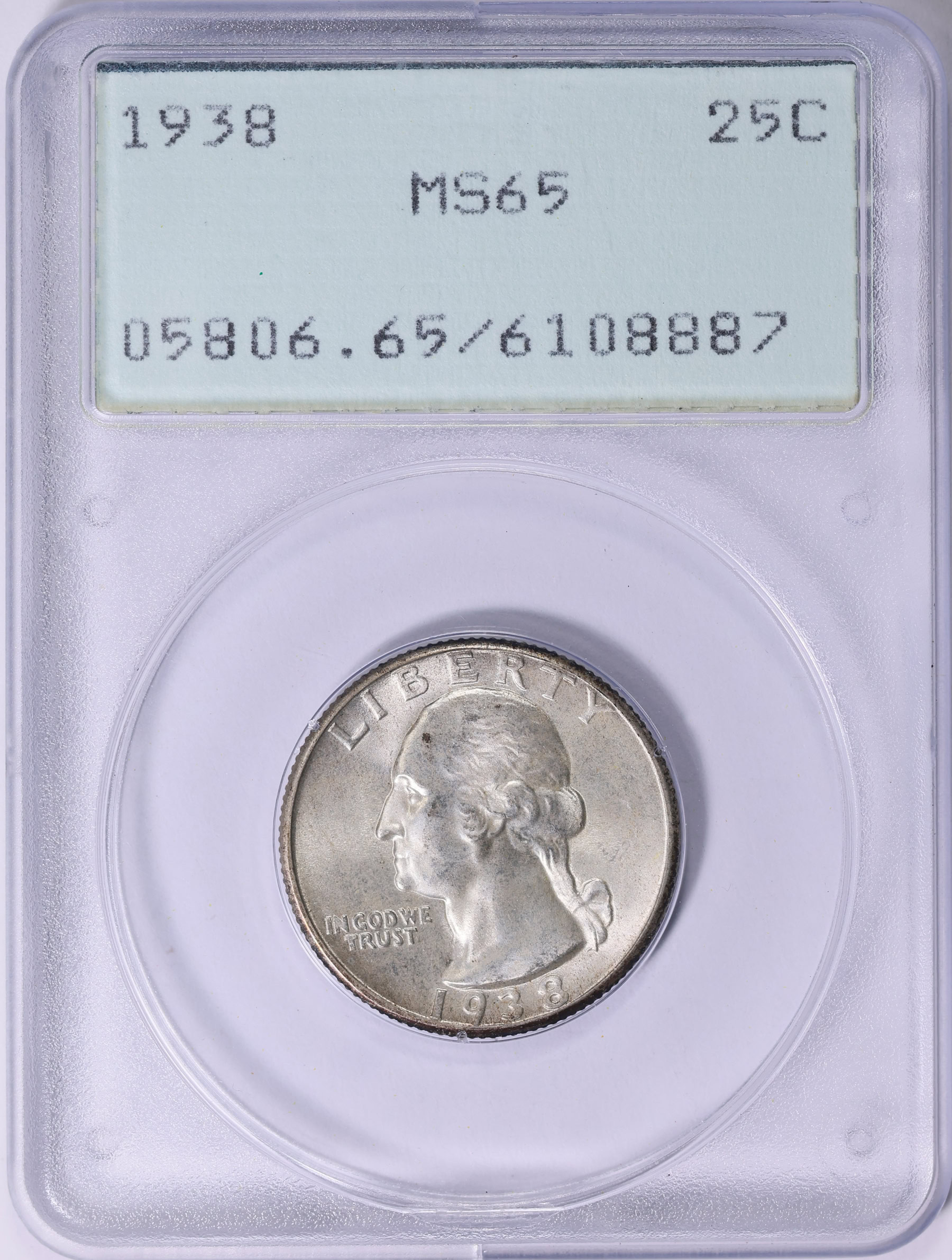 1938 Washington Quarter PCGS MS-65 OGH (1st Gen) (Item 1790231) | GreatCollections Coin Auctions