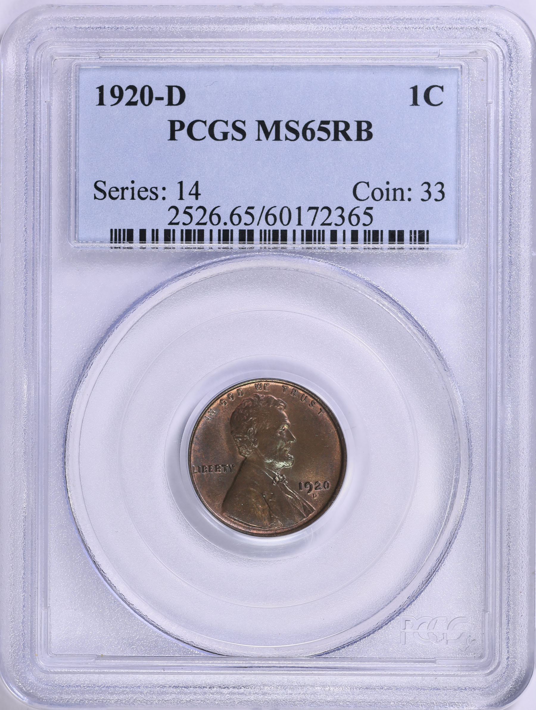 1920-D Lincoln Cent PCGS MS-65 RB (Item 1790252) | GreatCollections Coin Auctions