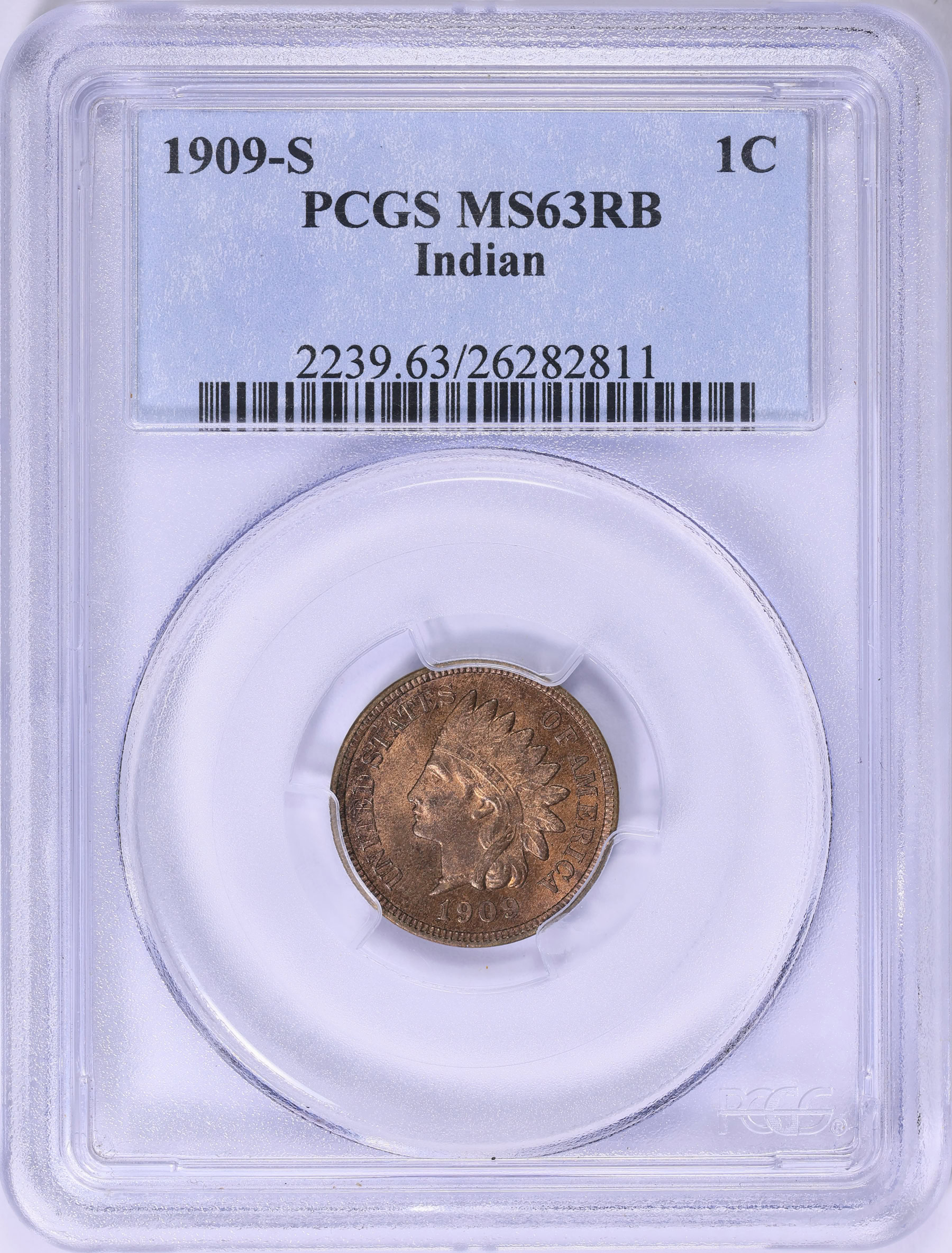 1909-S Indian Cent PCGS MS-63 RB (Item 1790255) | GreatCollections Coin Auctions