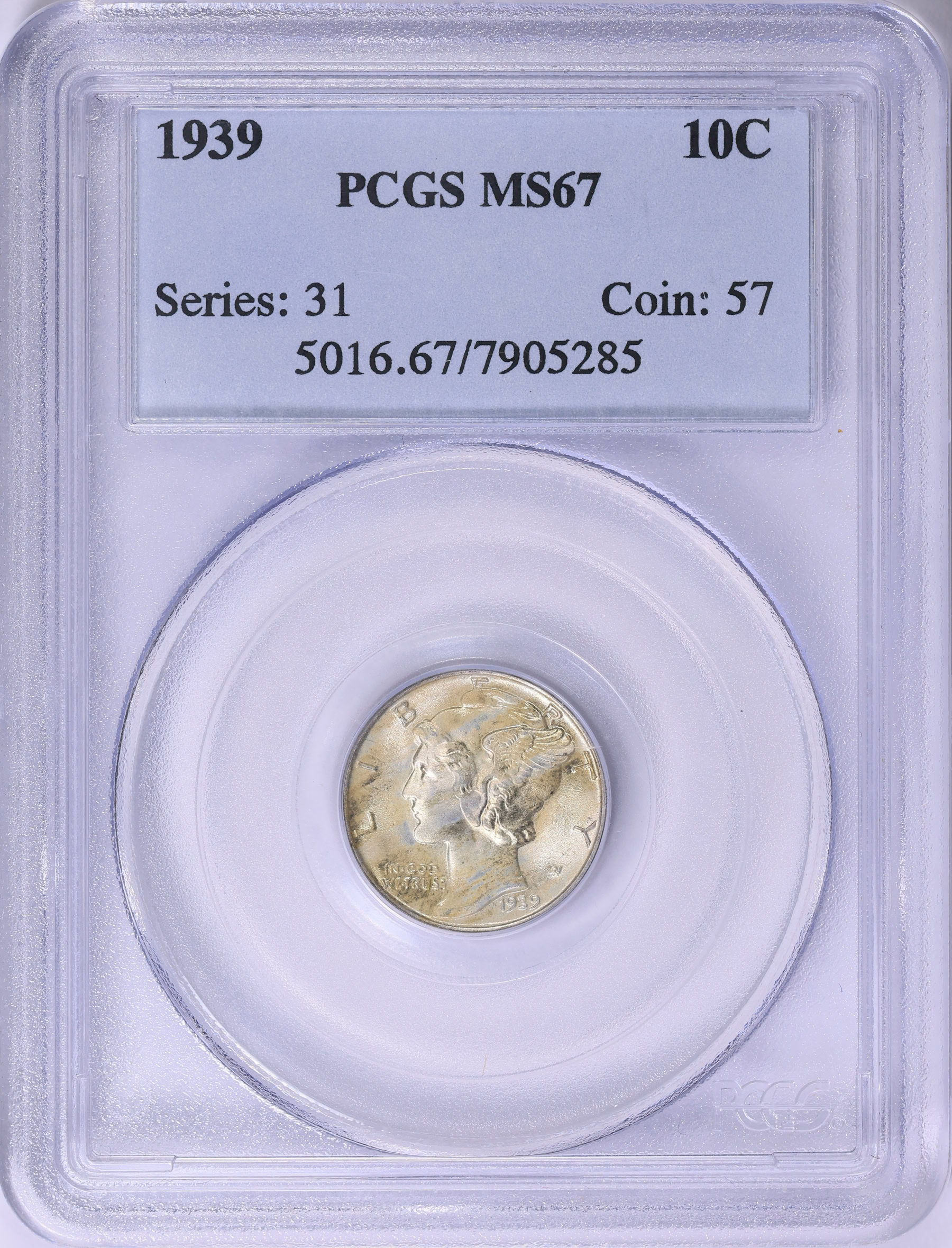 1939 Mercury Dime PCGS MS-67 (Item 1790277) | GreatCollections Coin Auctions