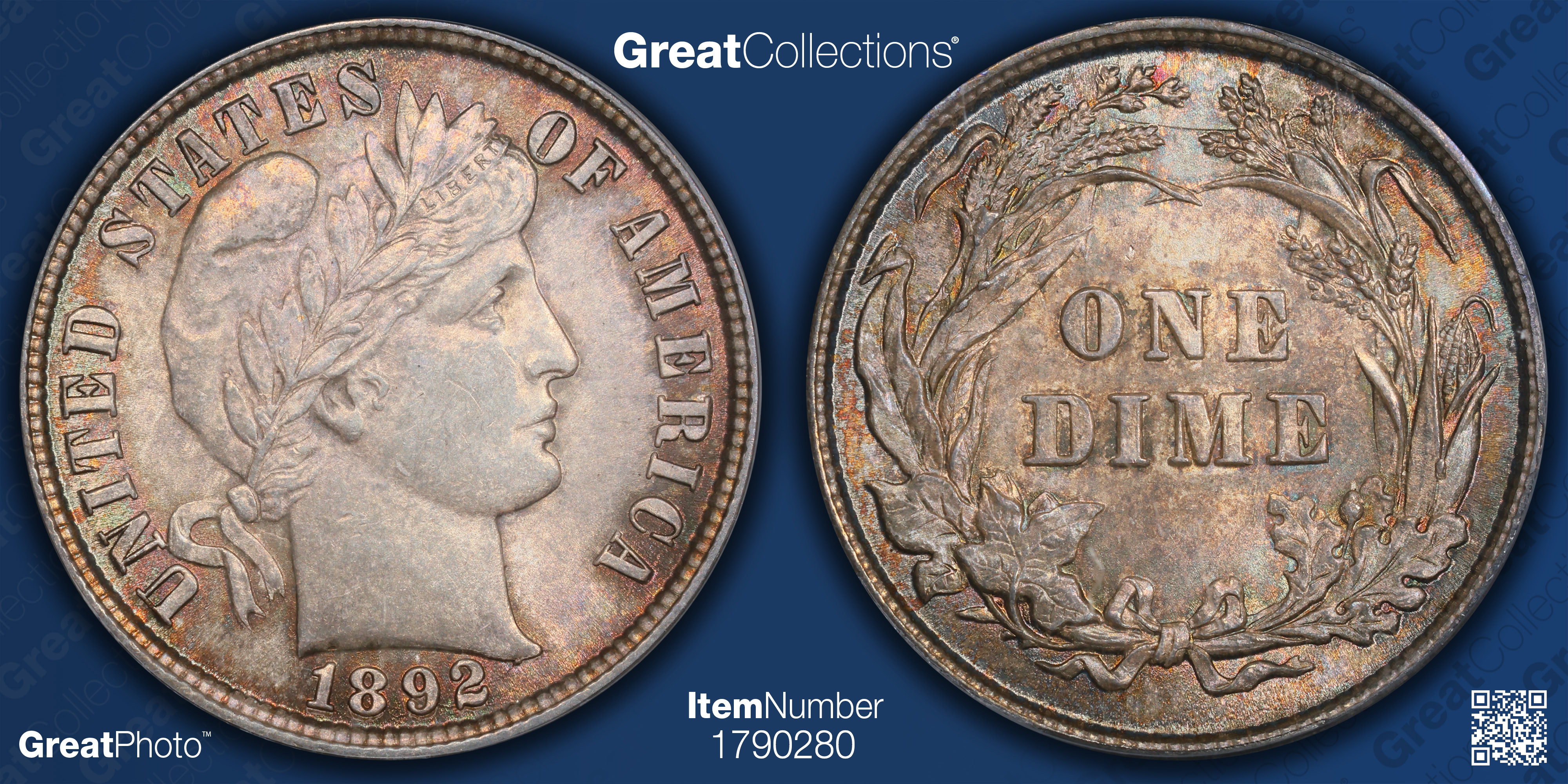 1892 Barber Dime PCGS MS-63 OGH (Item 1790280) | GreatCollections Coin ...