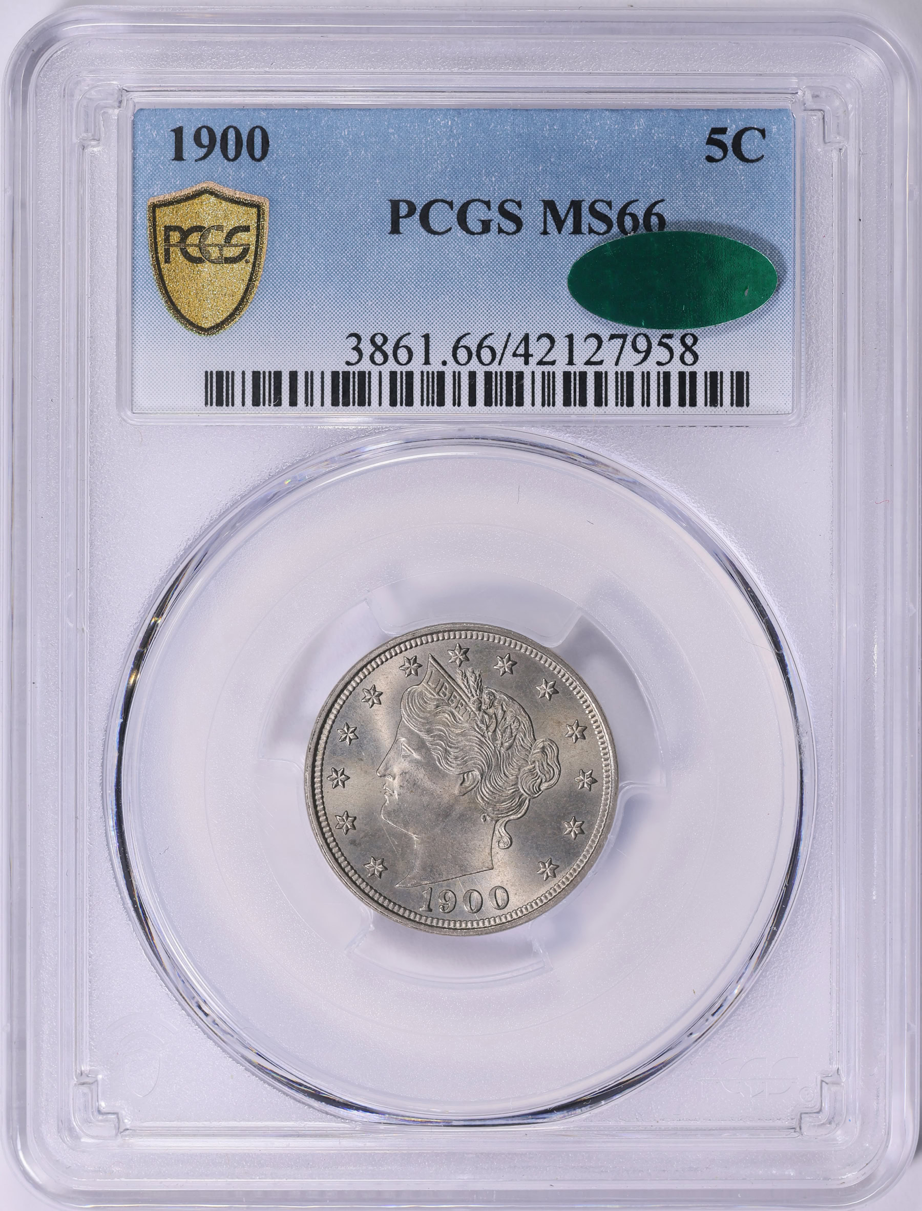 1900 Liberty Nickel PCGS MS-66 (CAC Green) (Item 1790285) | GreatCollections Coin Auctions
