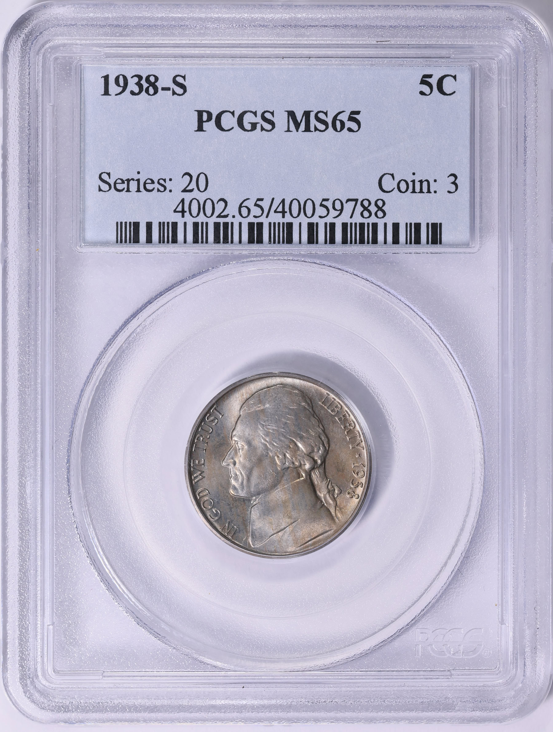 1938-S Jefferson Nickel PCGS MS-65 (Item 1790293) | GreatCollections ...