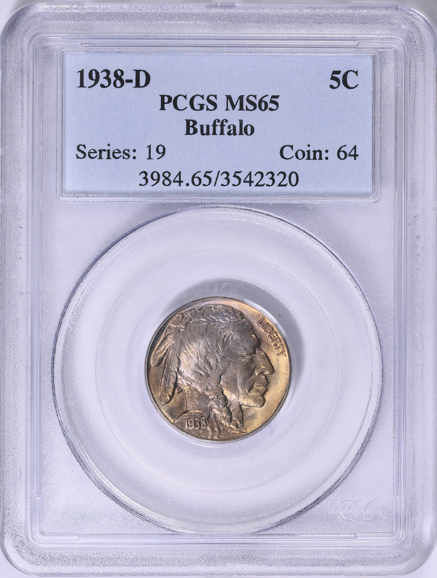 1938-D Buffalo Nickel PCGS MS-65 (Item 1790296) | GreatCollections Coin Auctions
