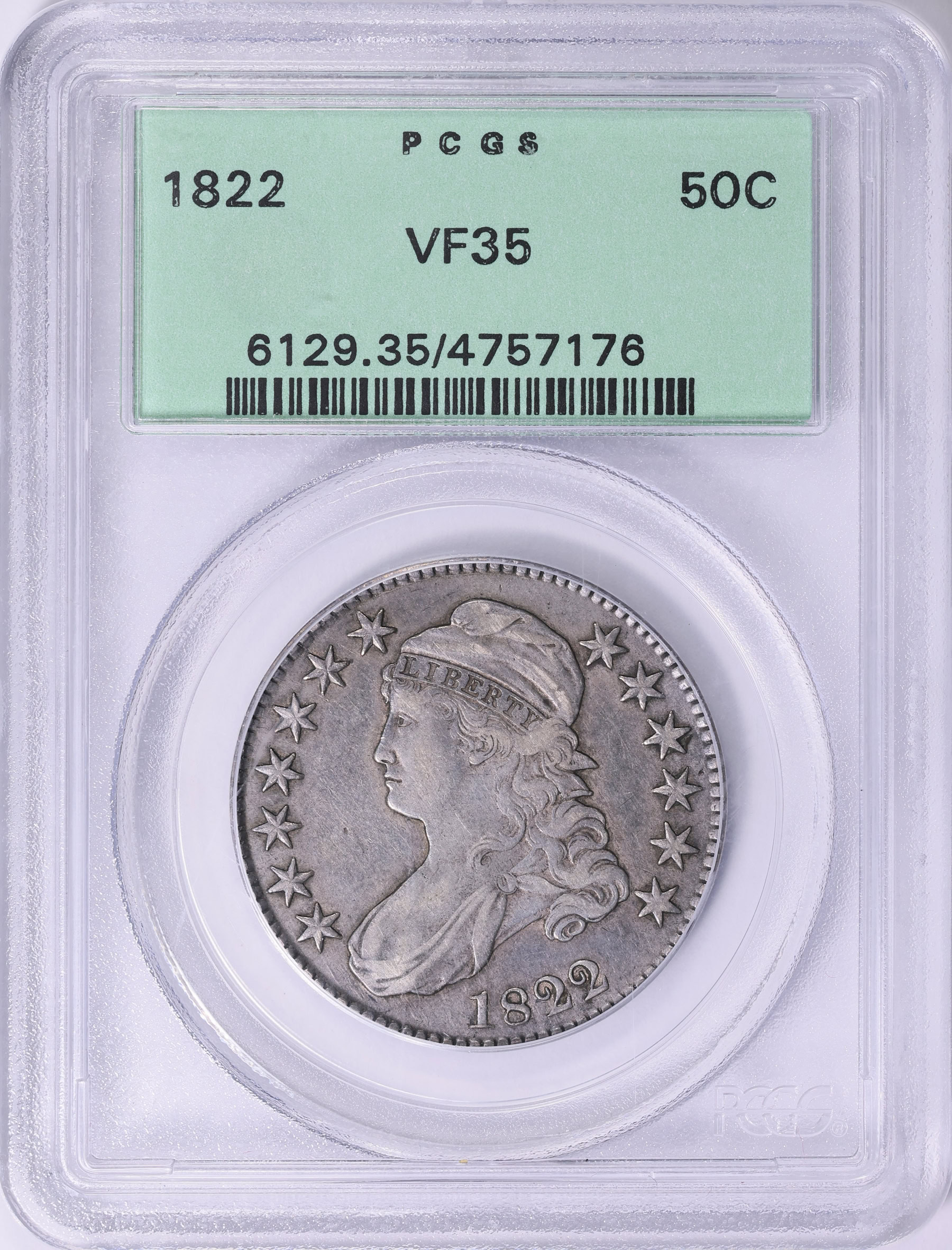 1822 Capped Bust Half Dollar PCGS VF-35 OGH (Item 1790304) | GreatCollections Coin Auctions