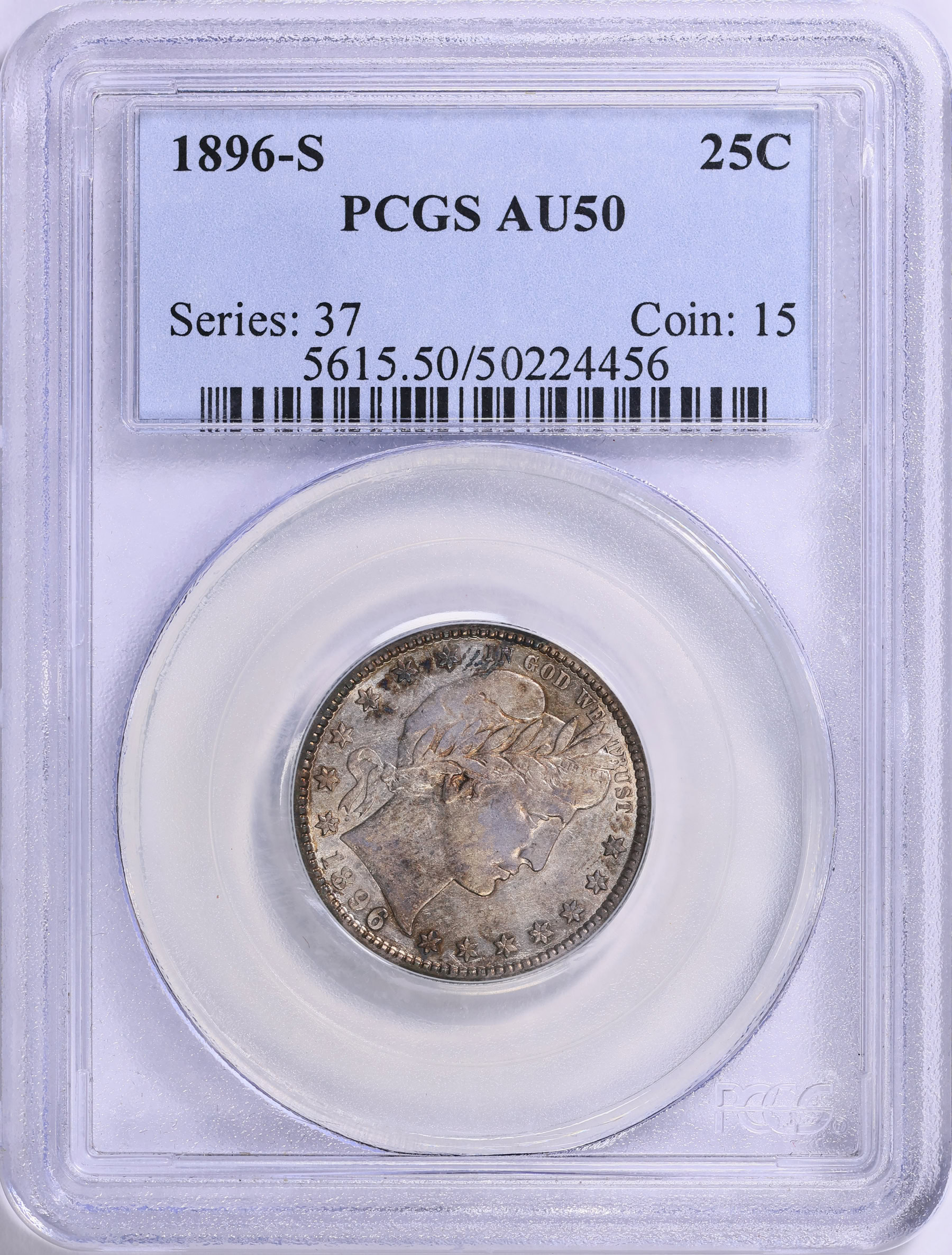 1896-S Barber Quarter PCGS AU-50 (Item 1790322) | GreatCollections Coin Auctions