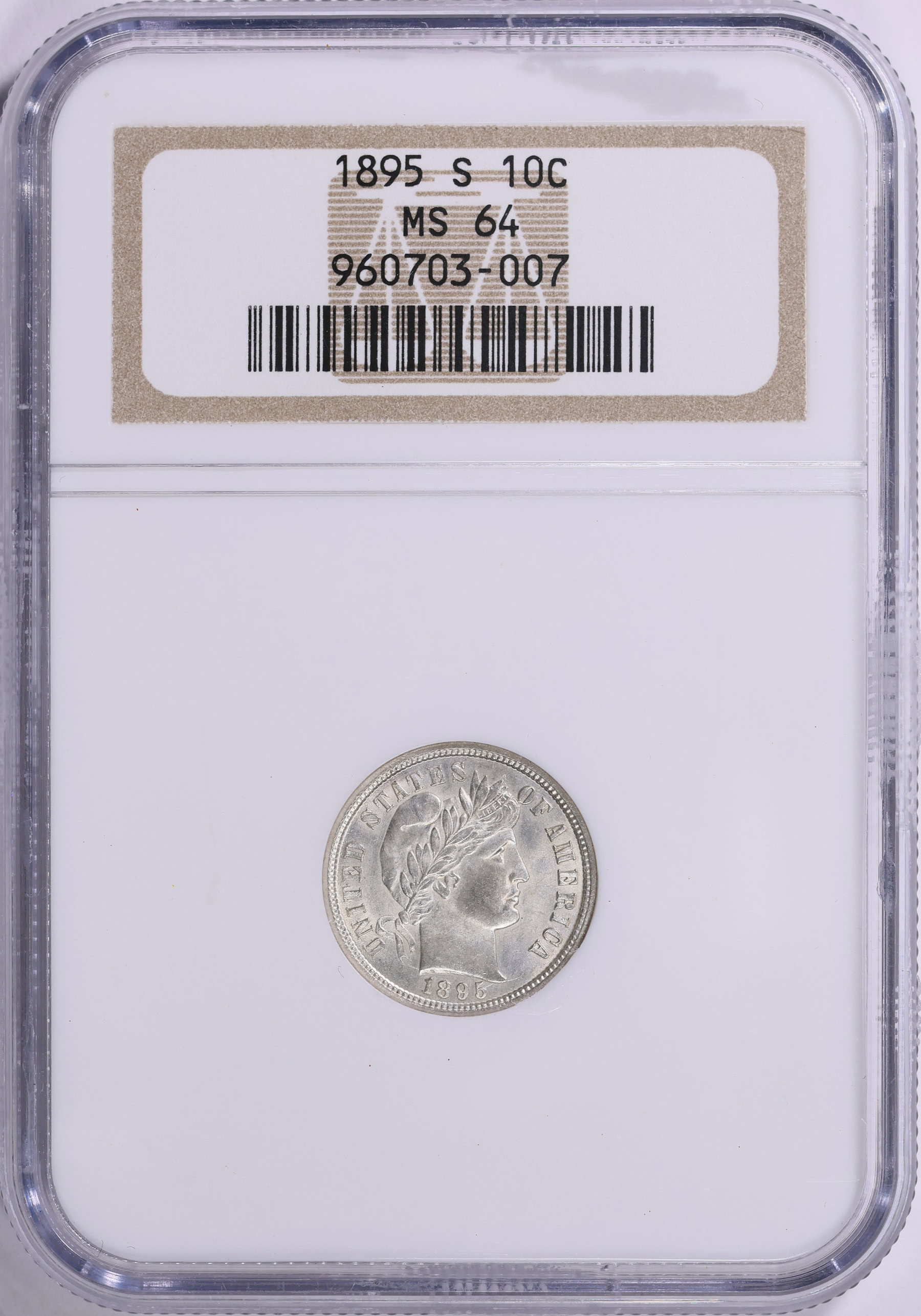 1895-S Barber Dime NGC MS-64 (Item 1790373) | GreatCollections Coin Auctions