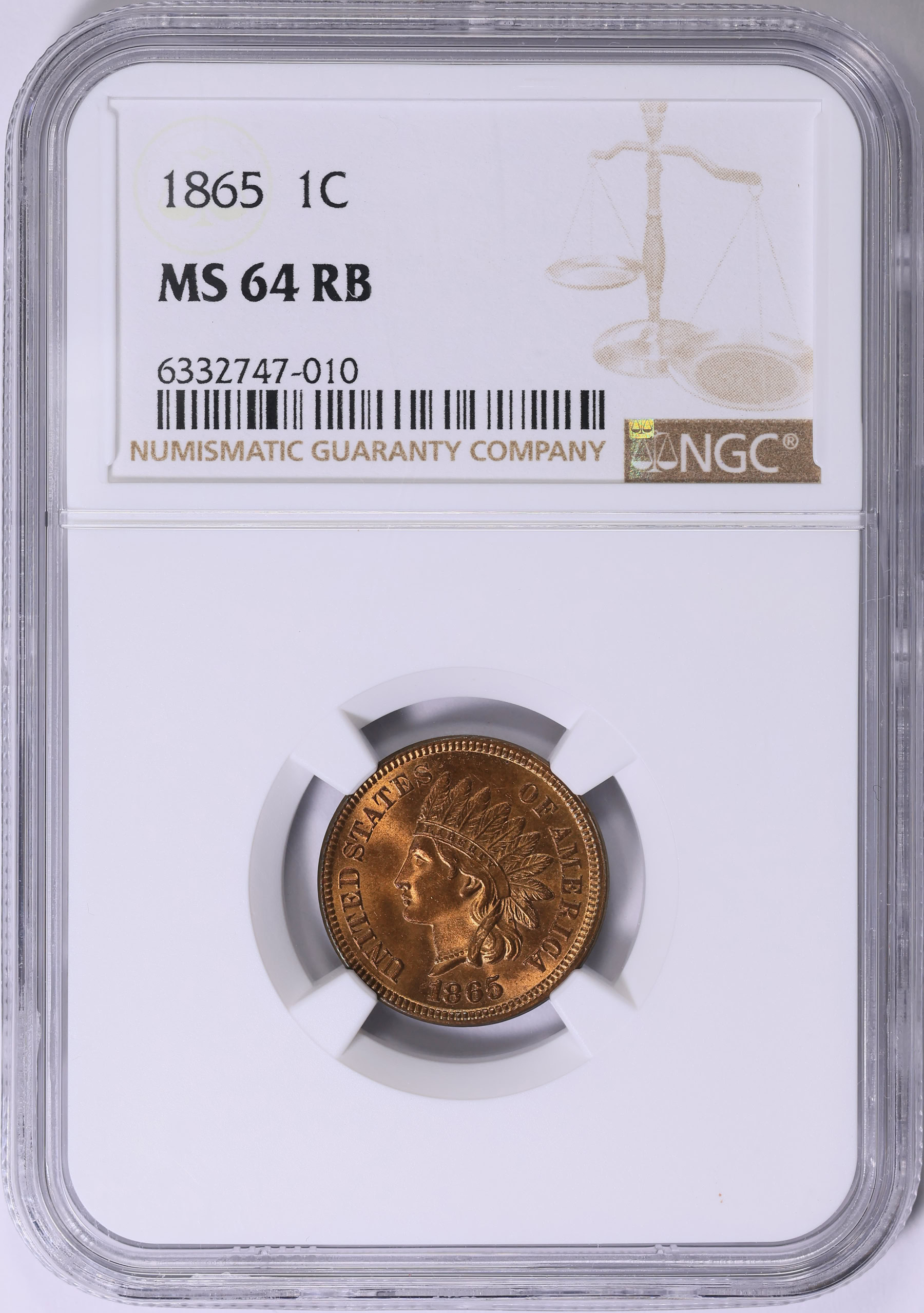 1865 Indian Cent NGC MS-64 RB (Item 1790376) | GreatCollections Coin Auctions