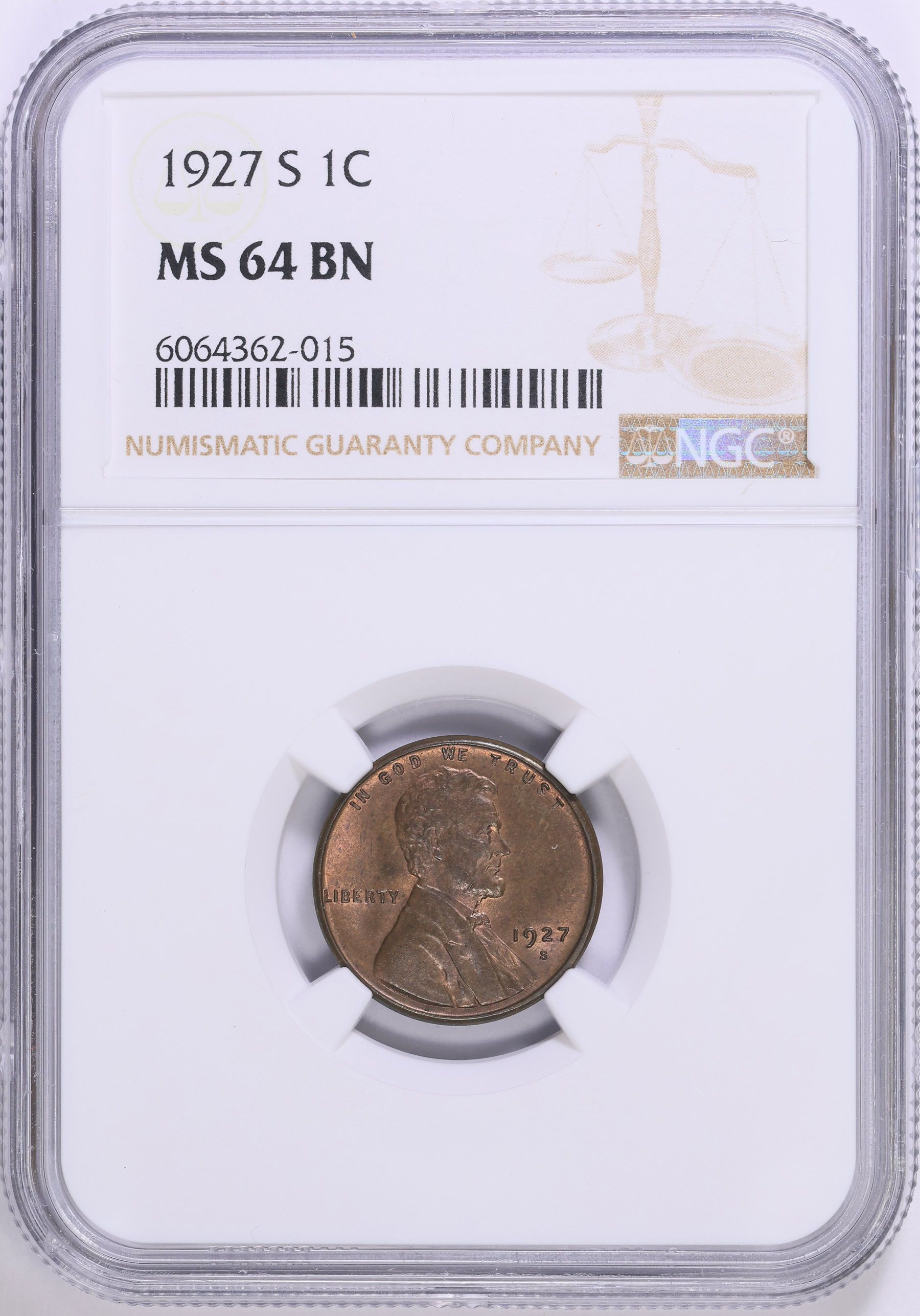1927-S Lincoln Cent NGC MS-64 BN (Item 1790398) | GreatCollections Coin ...
