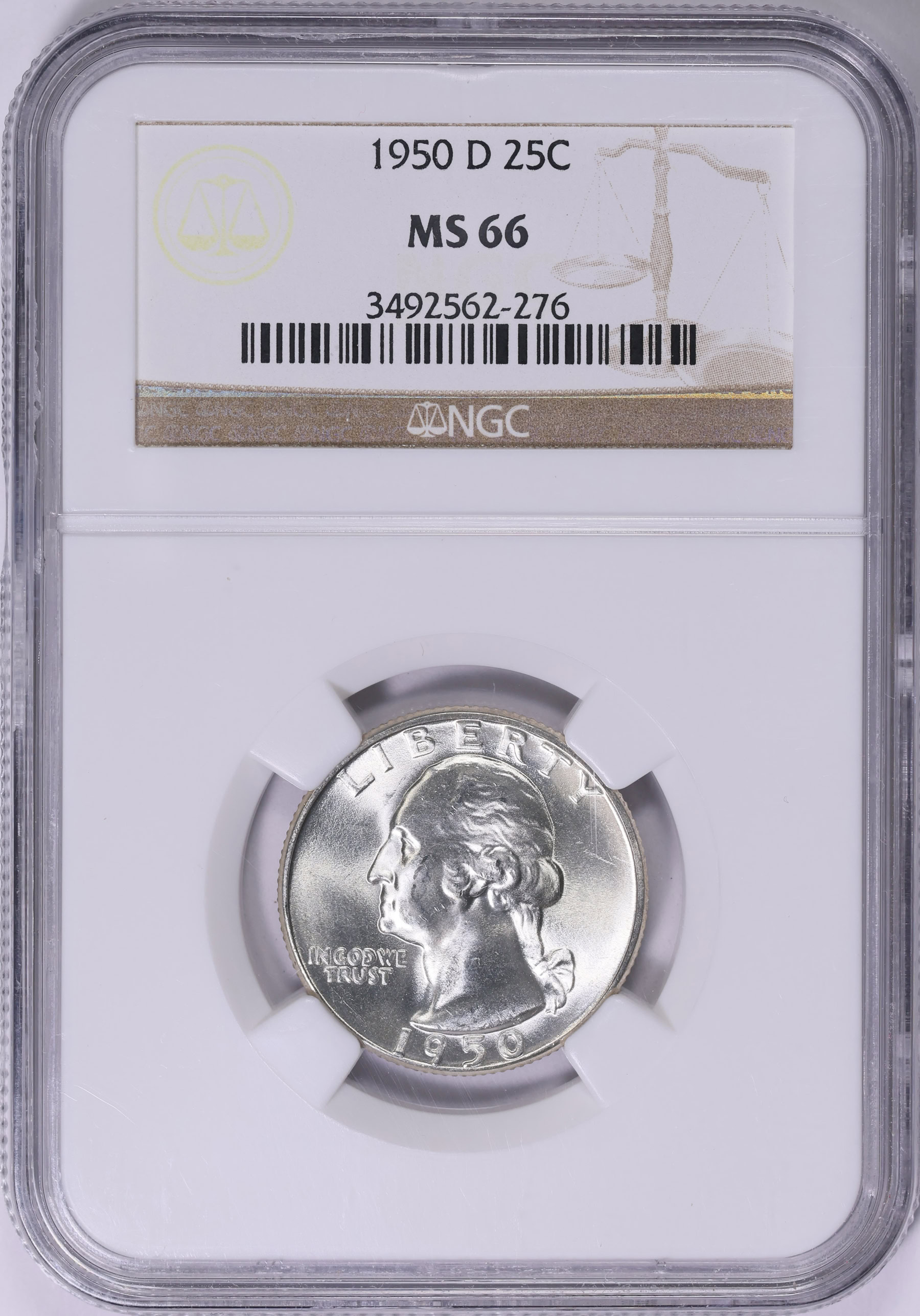 1950-D Washington Quarter NGC MS-66 (Item 1790407) | GreatCollections Coin Auctions