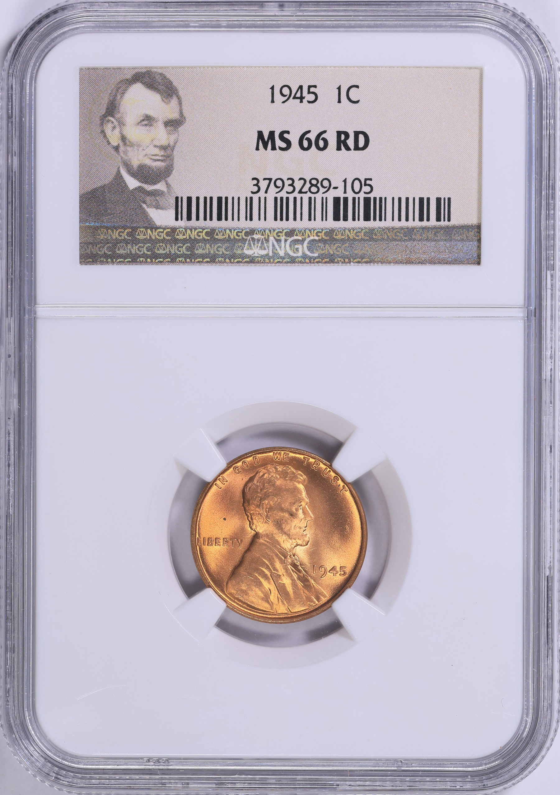 1945 Lincoln Cent NGC MS-66 RD (Lincoln Label) (Item 1790427) | GreatCollections Coin Auctions