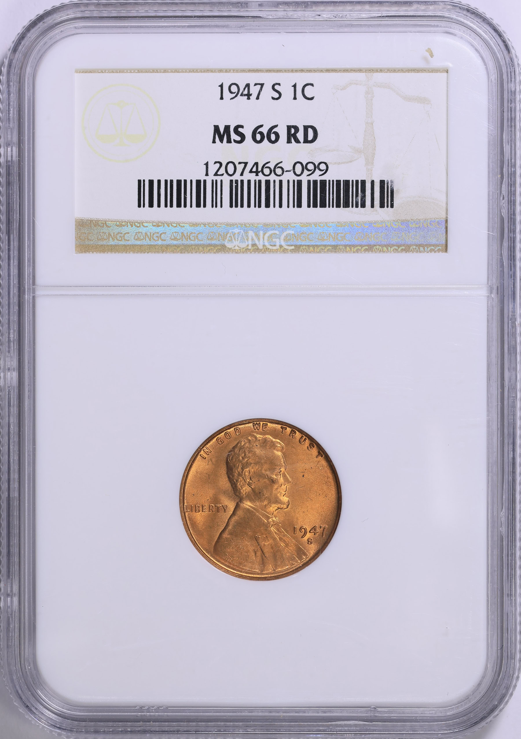 1947-S Lincoln Cent NGC MS-66 RD (Item 1790440) | GreatCollections Coin Auctions