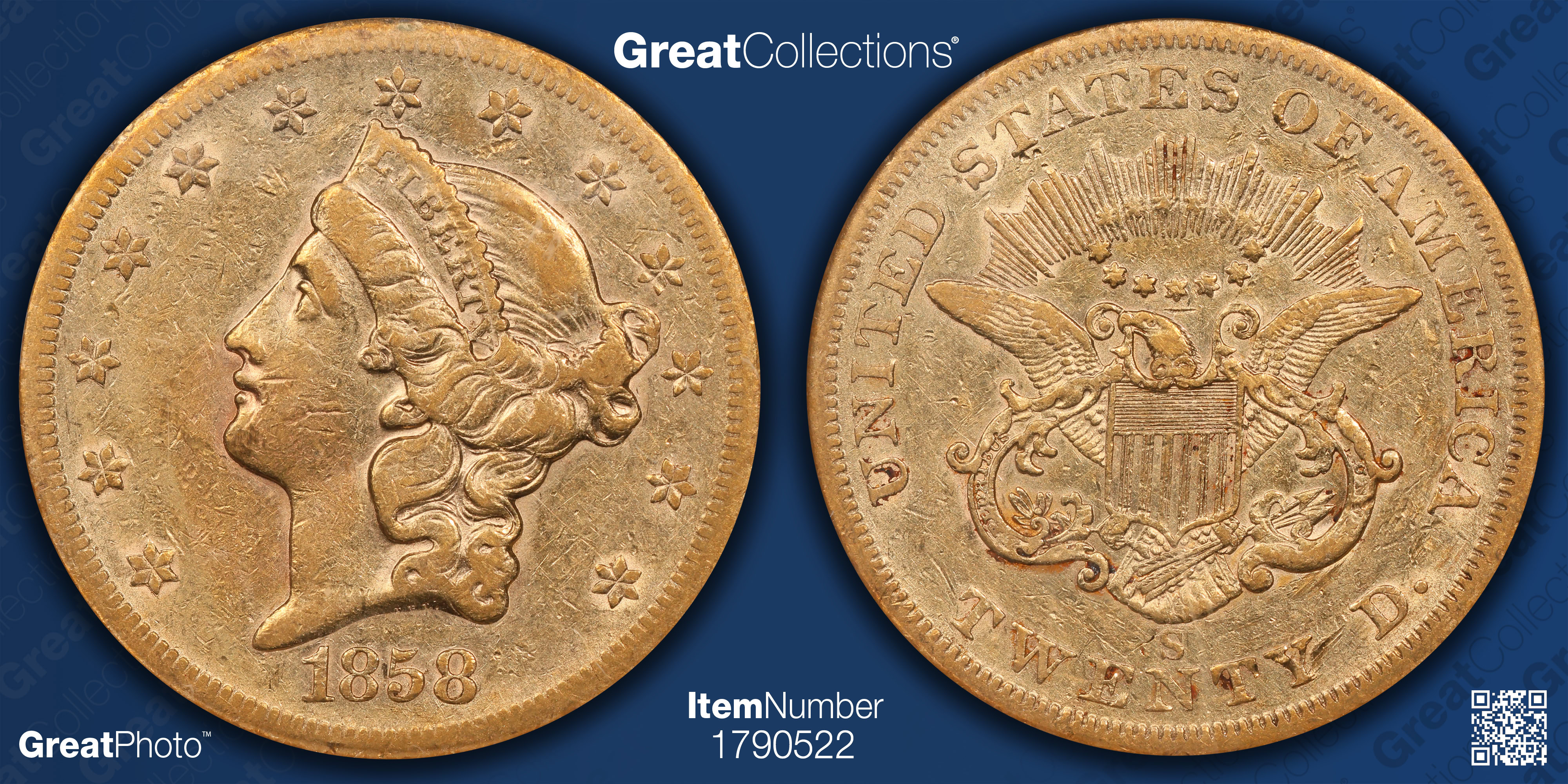 1858-S Liberty Gold Double Eagle NGC VF-35 (Item 1790522 ...