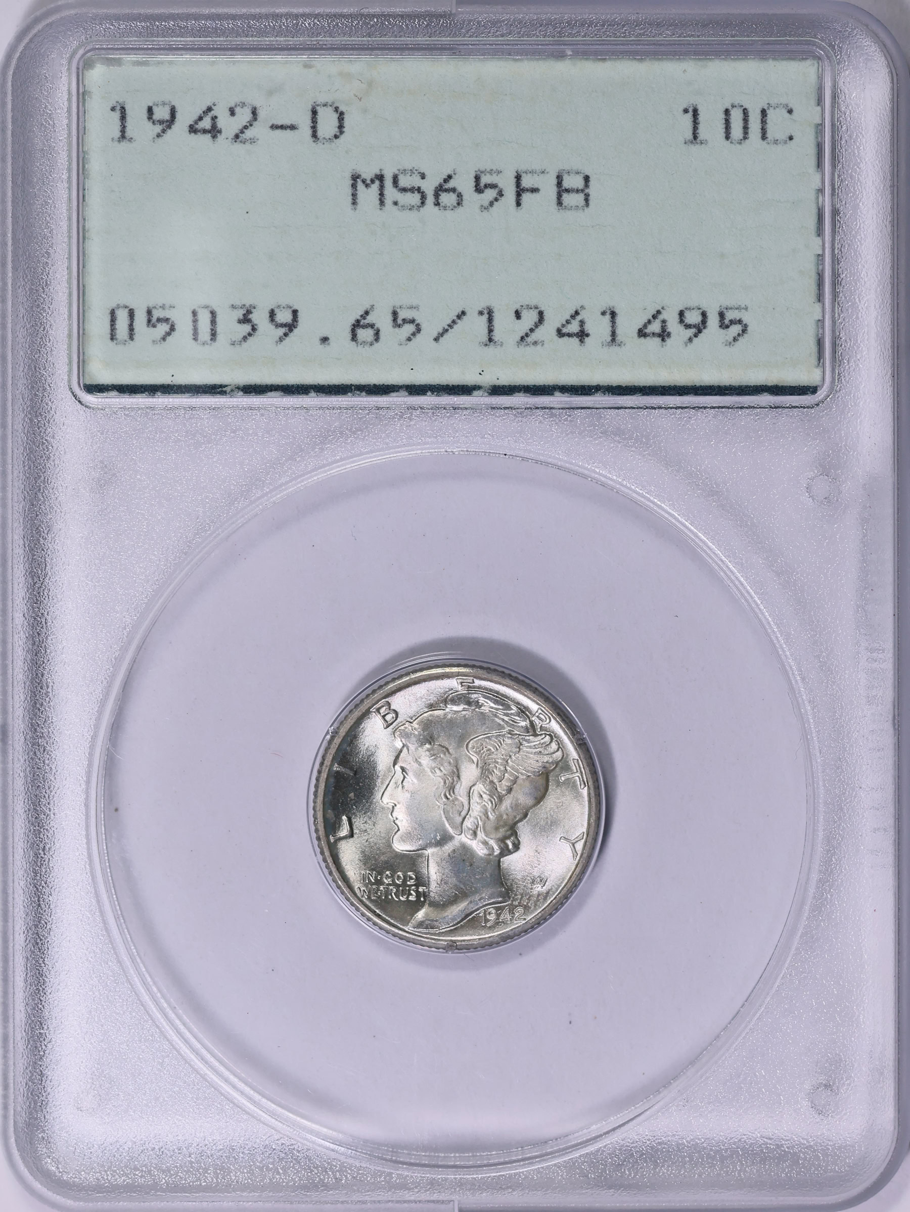 1942-D Mercury Dime PCGS MS-65 FB OGH (1st Gen) (Item 1790576) | GreatCollections Coin Auctions