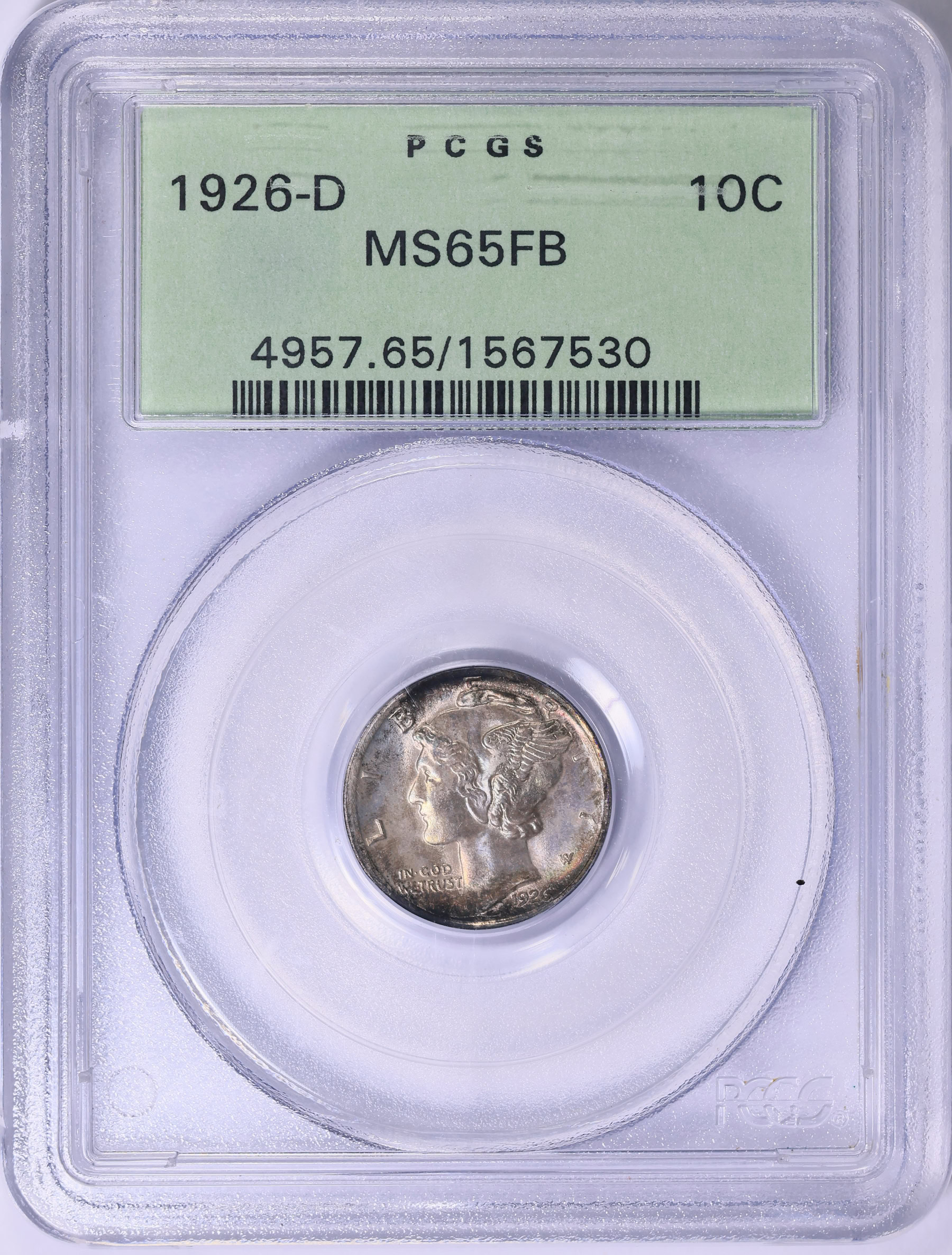 1926-D Mercury Dime PCGS MS-65 FB OGH (Item 1790593) | GreatCollections Coin Auctions