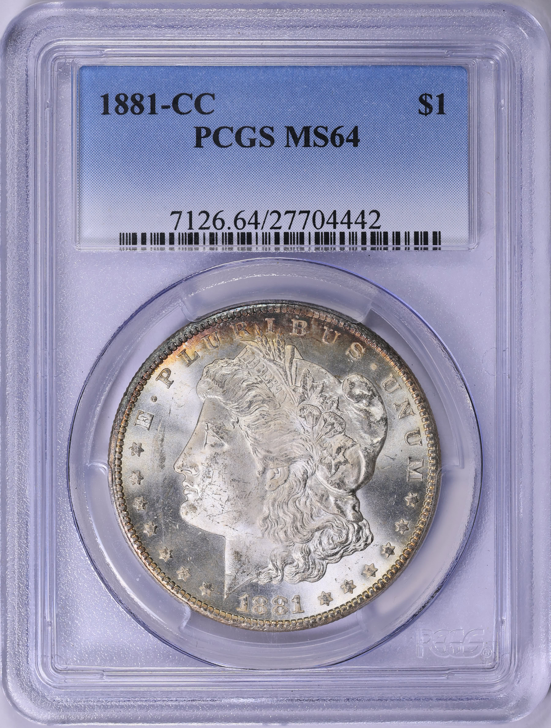 1881-CC Morgan Silver Dollar PCGS MS-64 (Toned) (Item 1790609) | GreatCollections Coin Auctions