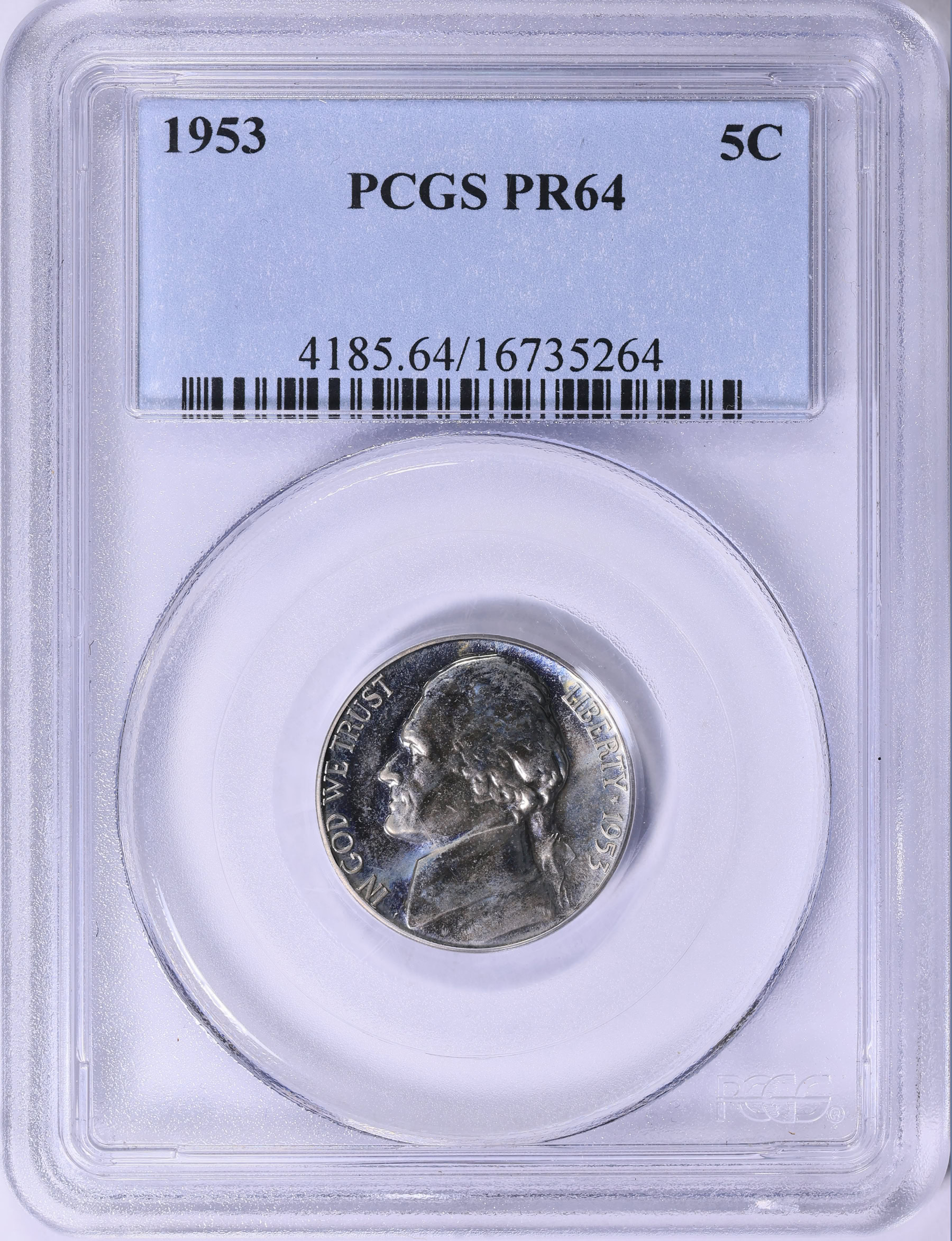 1953 Jefferson Nickel PCGS Proof-64 (Toned) (Item 1790628) | GreatCollections Coin Auctions
