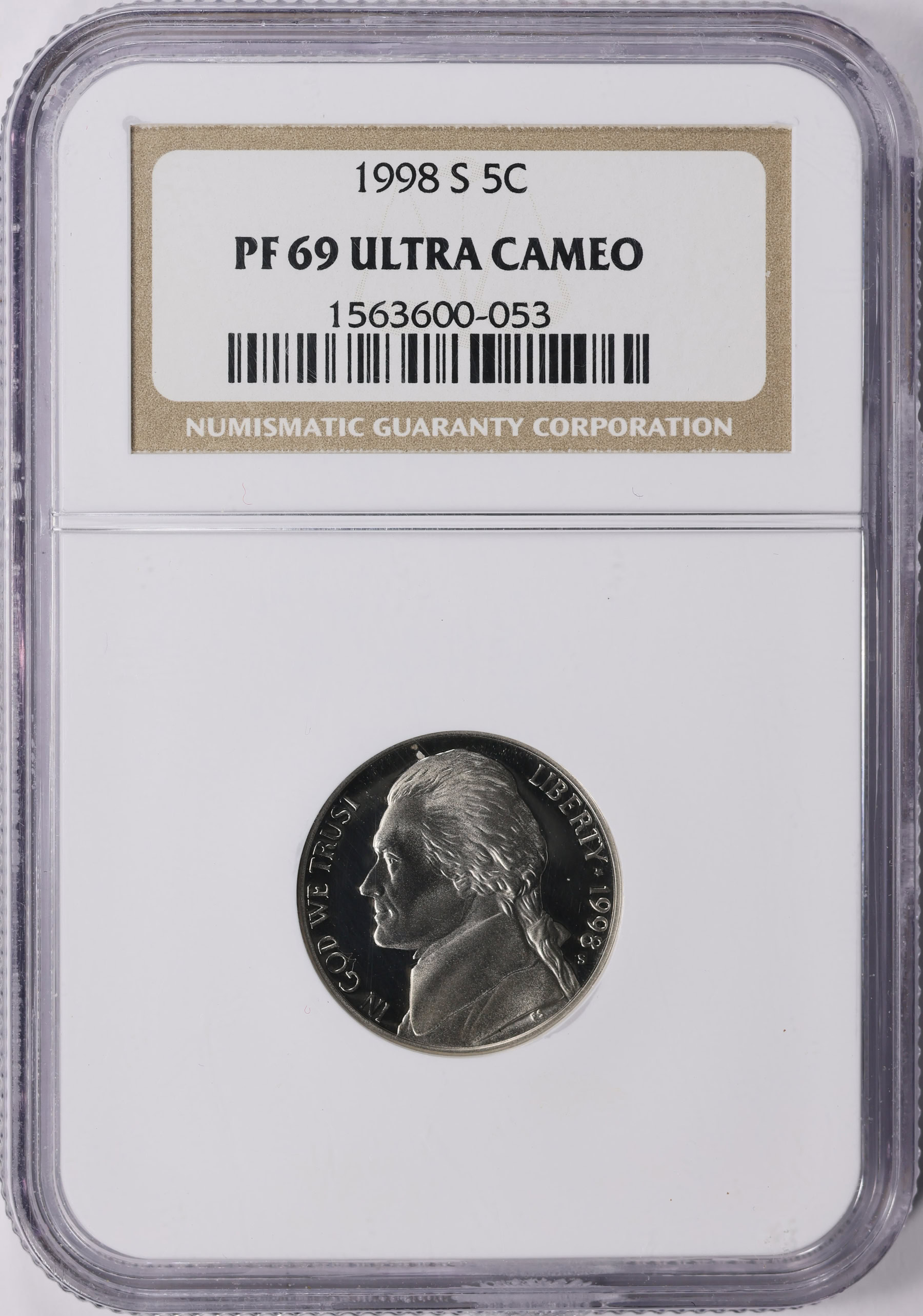 1998-S Jefferson Nickel NGC Proof-69 UC (Item 1790678 ...