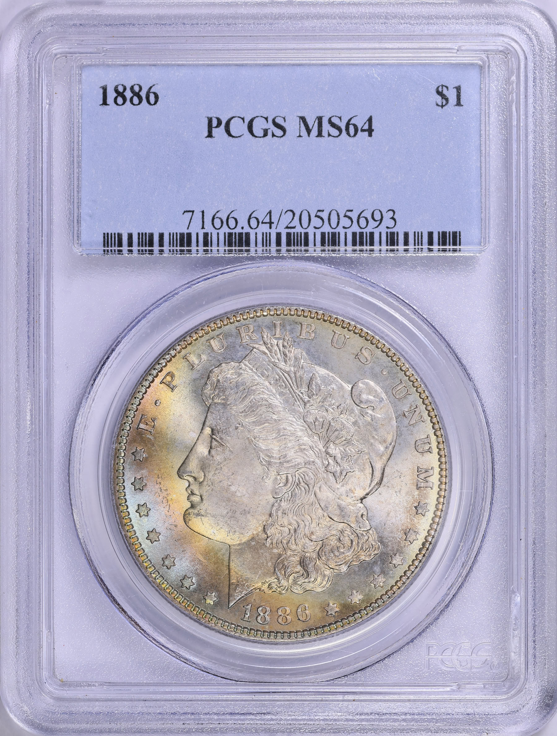 1886 Morgan Silver Dollar PCGS MS-64 (Toned) (Item 1790745) | GreatCollections Coin Auctions