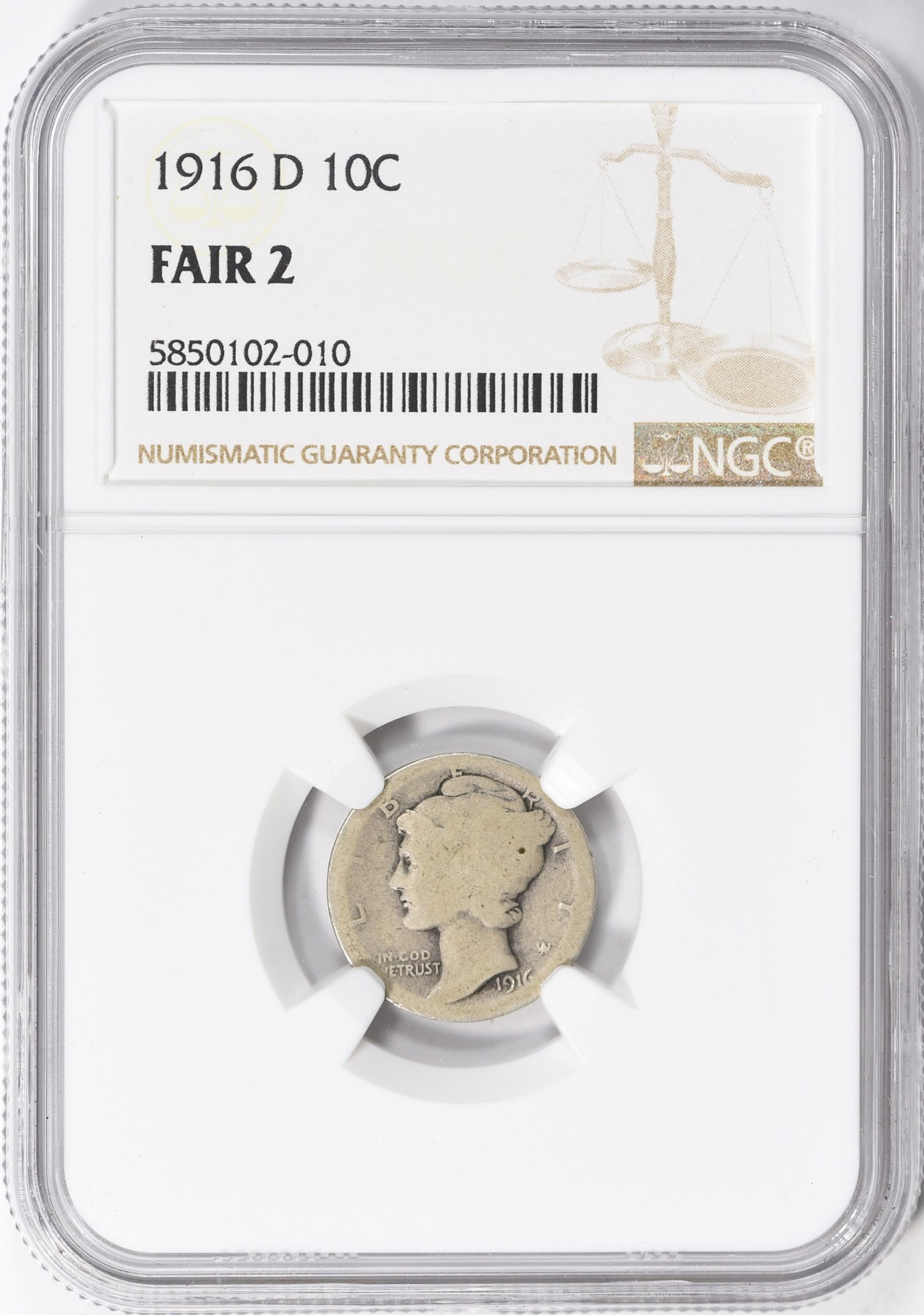 1916-D Mercury Dime NGC FR-02 (Item 1790782) | GreatCollections Coin Auctions