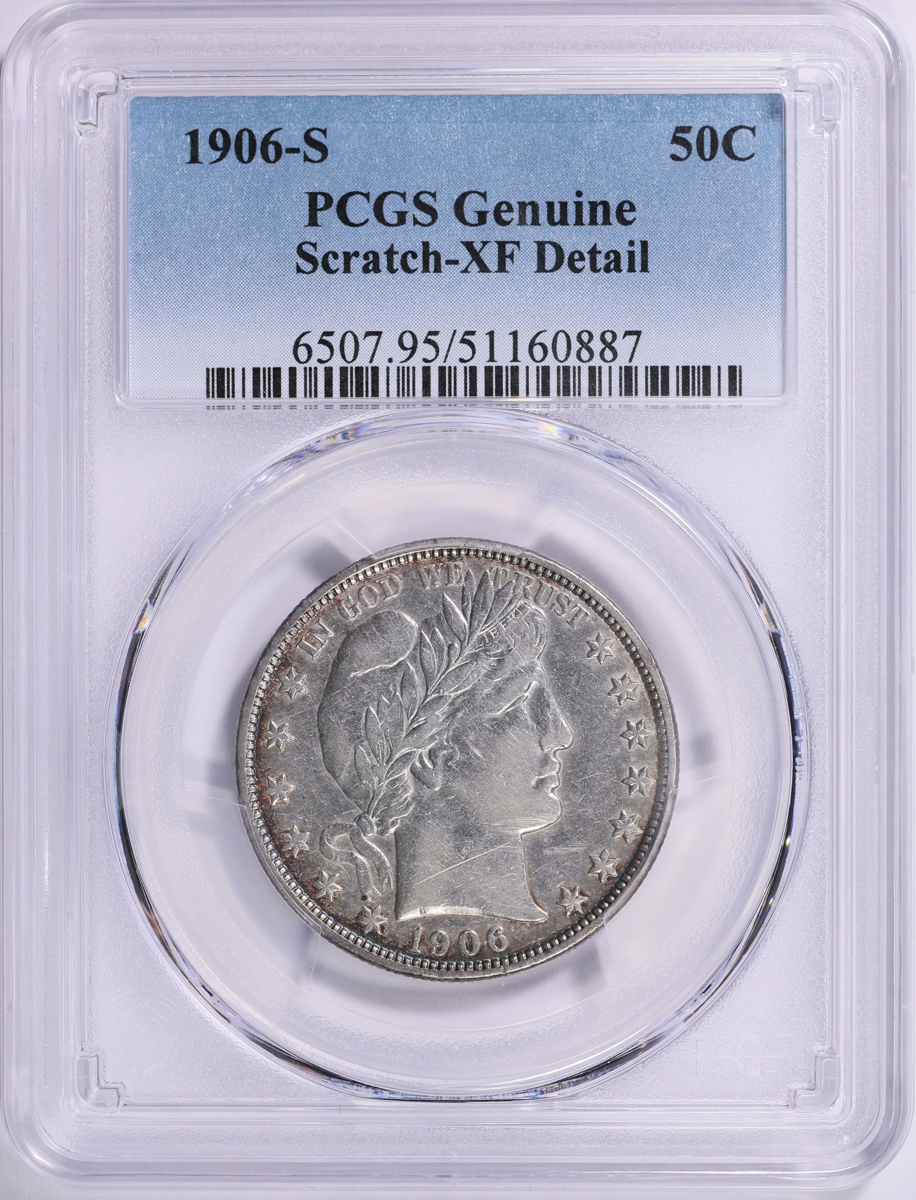 1906-S Barber Half Dollar PCGS Genuine XF Details (Item 1790926) | GreatCollections Coin Auctions
