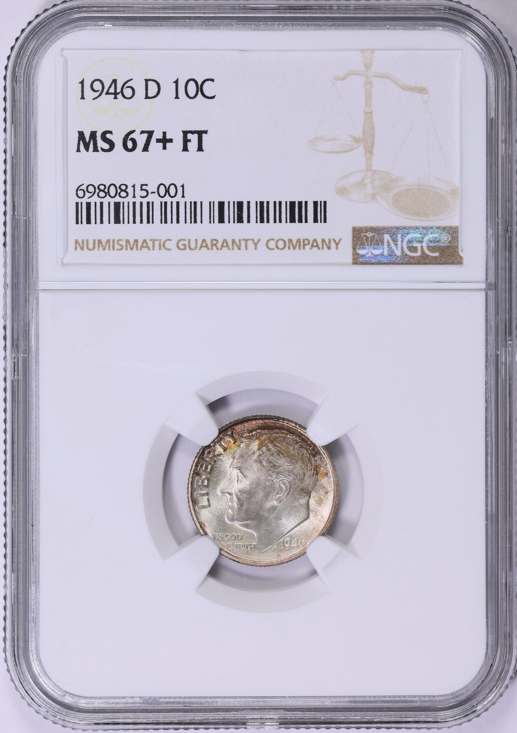 1946-D Roosevelt Dime NGC MS-67+ FT (Item 1790936) | GreatCollections ...