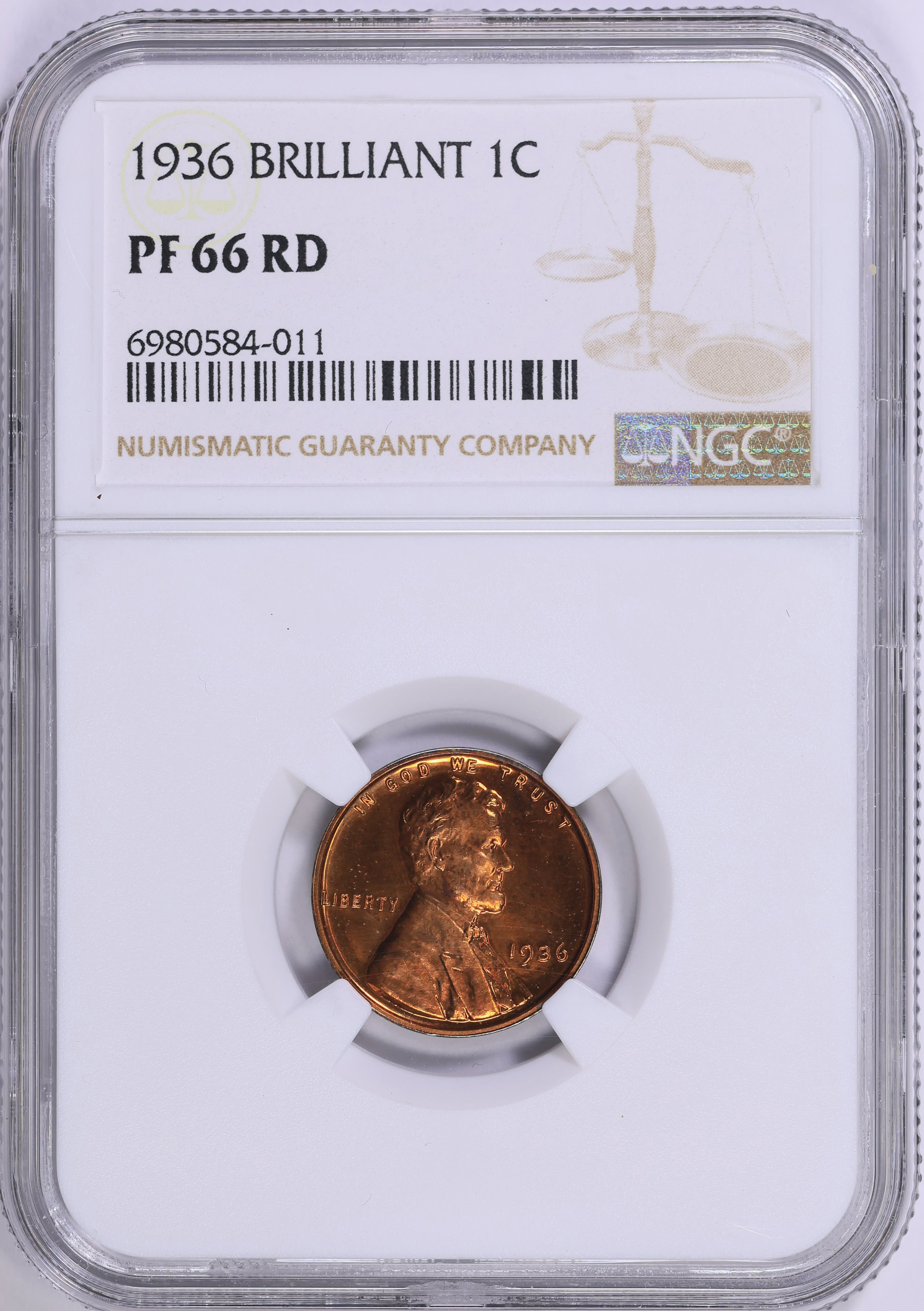 1936 Lincoln Cent Brilliant NGC Proof-66 RD (Item 1790940) | GreatCollections Coin Auctions