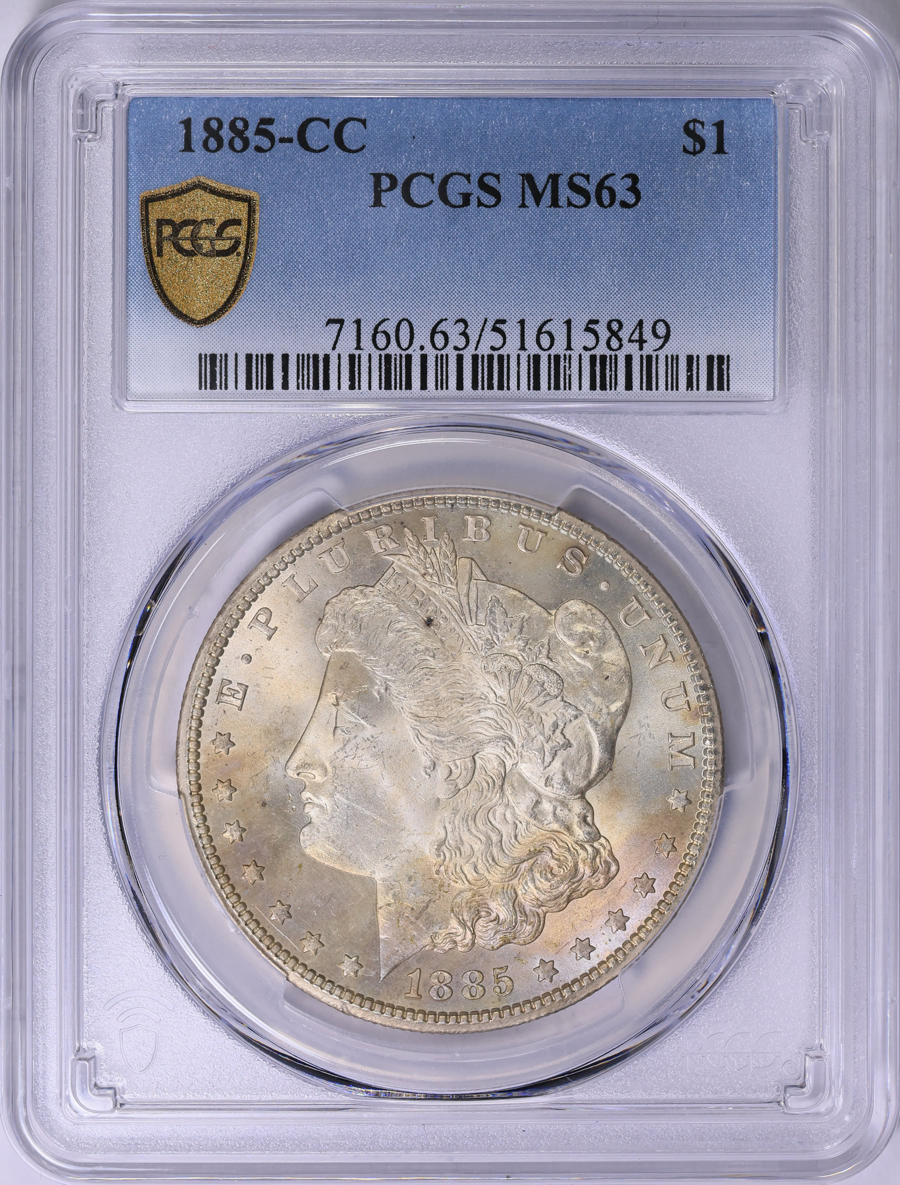 1885-CC Morgan Silver Dollar PCGS MS-63 (Toned) (Item 1790964) | GreatCollections Coin Auctions
