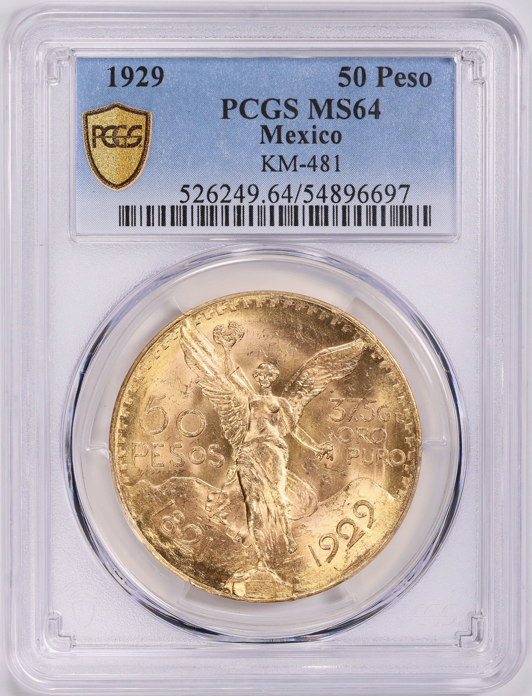Mexico 1929 Gold 50 Pesos KM-481 PCGS MS-64 (AGW = 1.2057 Oz.) (Item 1790978) | GreatCollections ...