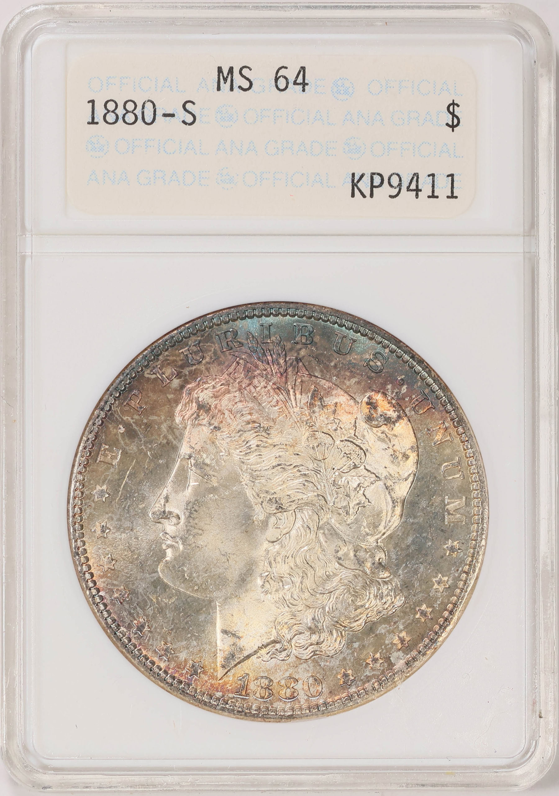 1880-S Morgan Silver Dollar ANACS MS-64 OH (Toned) (Item 1790989) | GreatCollections Coin Auctions