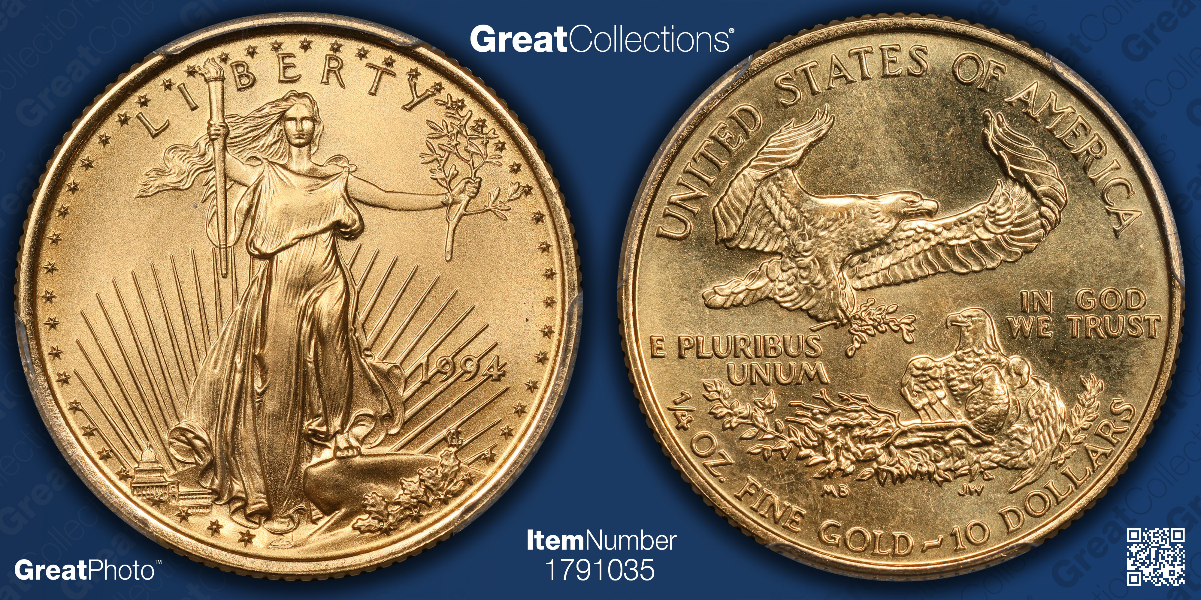 1994 $10 Quarter-Ounce Gold American Eagle PCGS MS-69 (Item 1791035 ...