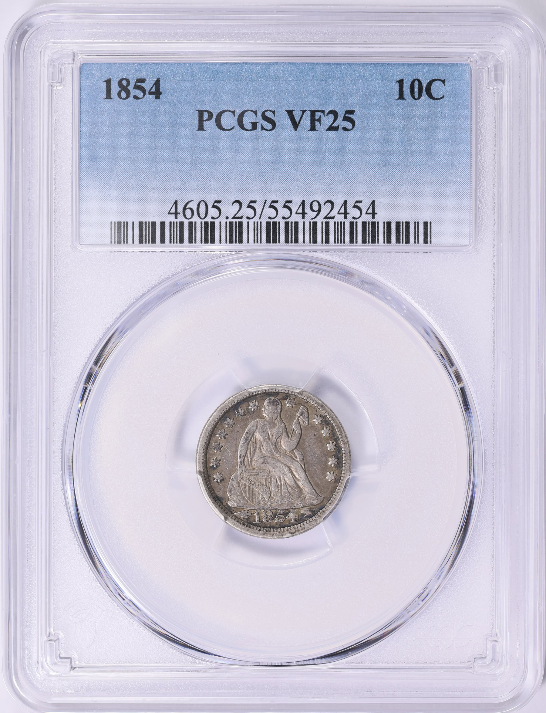 1854 Seated Liberty Dime Arrows PCGS VF-25 (Item 1791037) | GreatCollections Coin Auctions