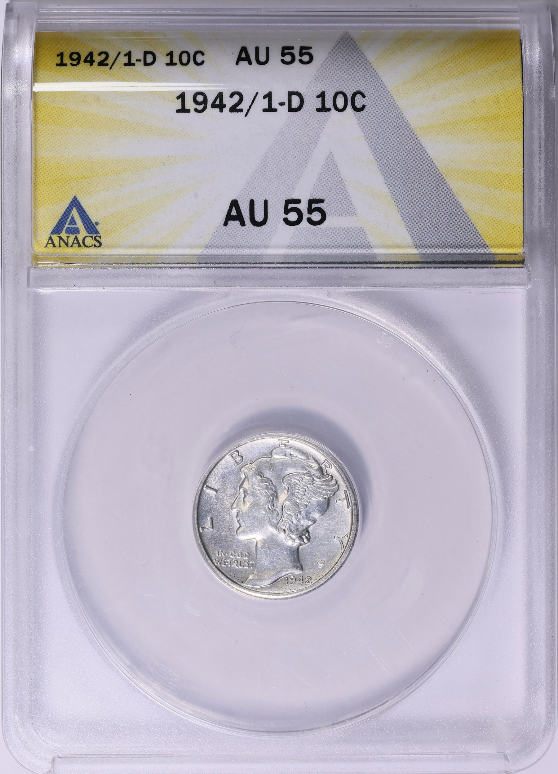 1942/1-D Mercury Dime ANACS AU-55 (Item 1791073) | GreatCollections Coin Auctions