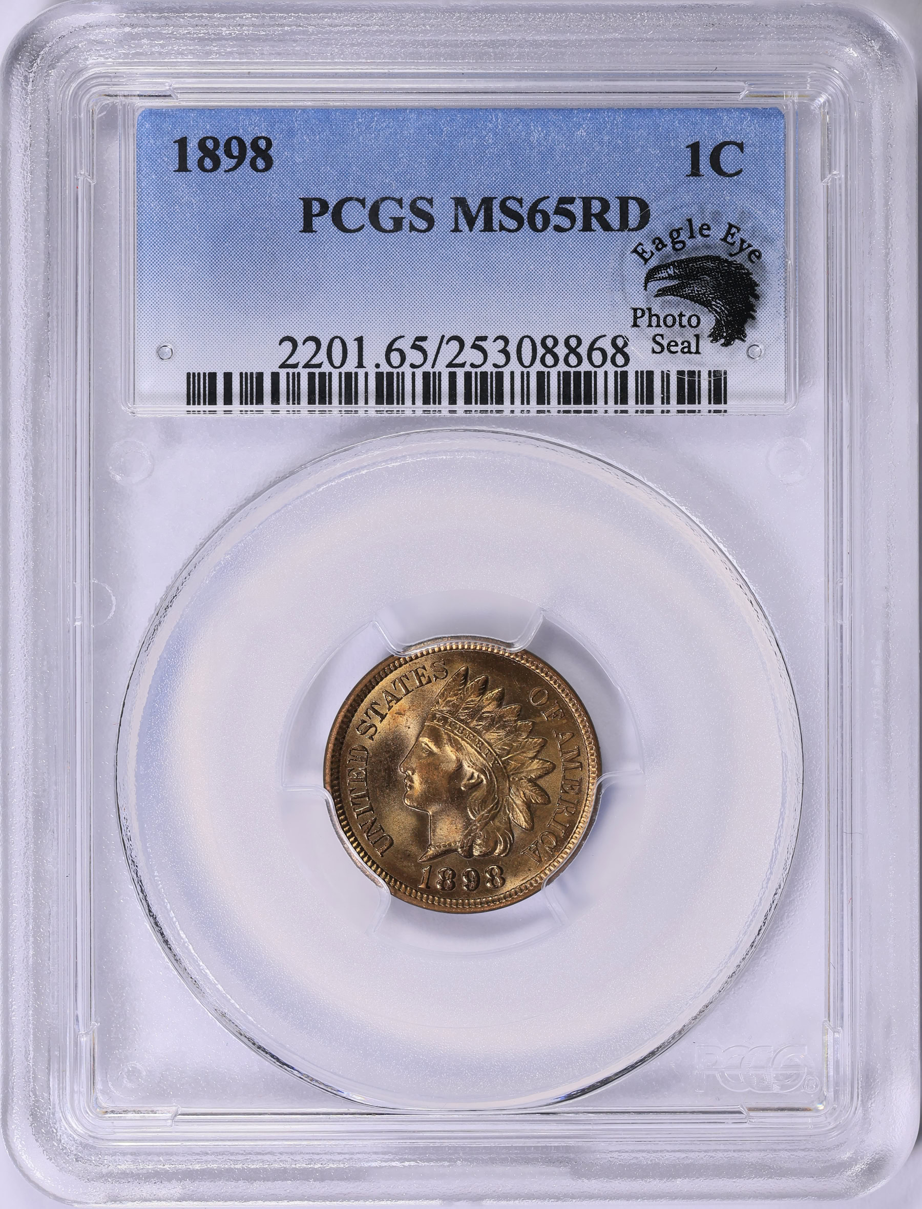 1898 Indian Cent PCGS MS-65 RD (Eagle Eye Seal) (Item 1791079) | GreatCollections Coin Auctions