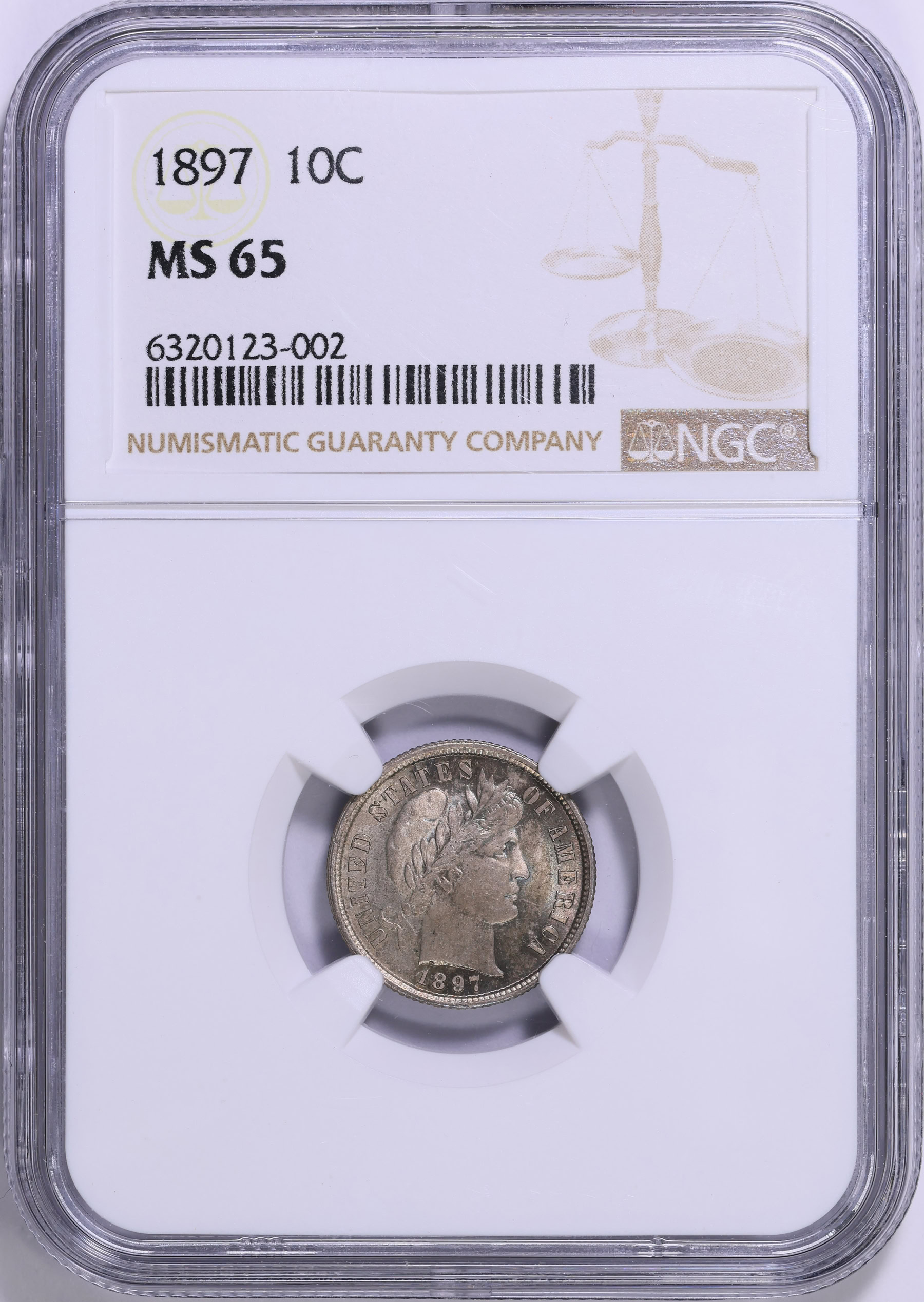 1897 Barber Dime NGC MS-65 (Toned) (Item 1791137) | GreatCollections Coin Auctions