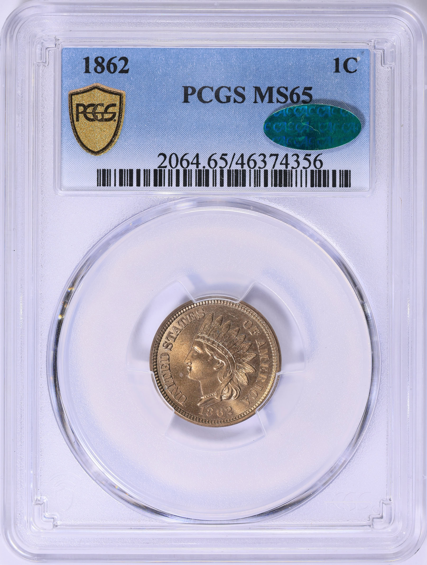 1862 Indian Cent PCGS MS-65 (CAC Green) (Item 1791141 ...