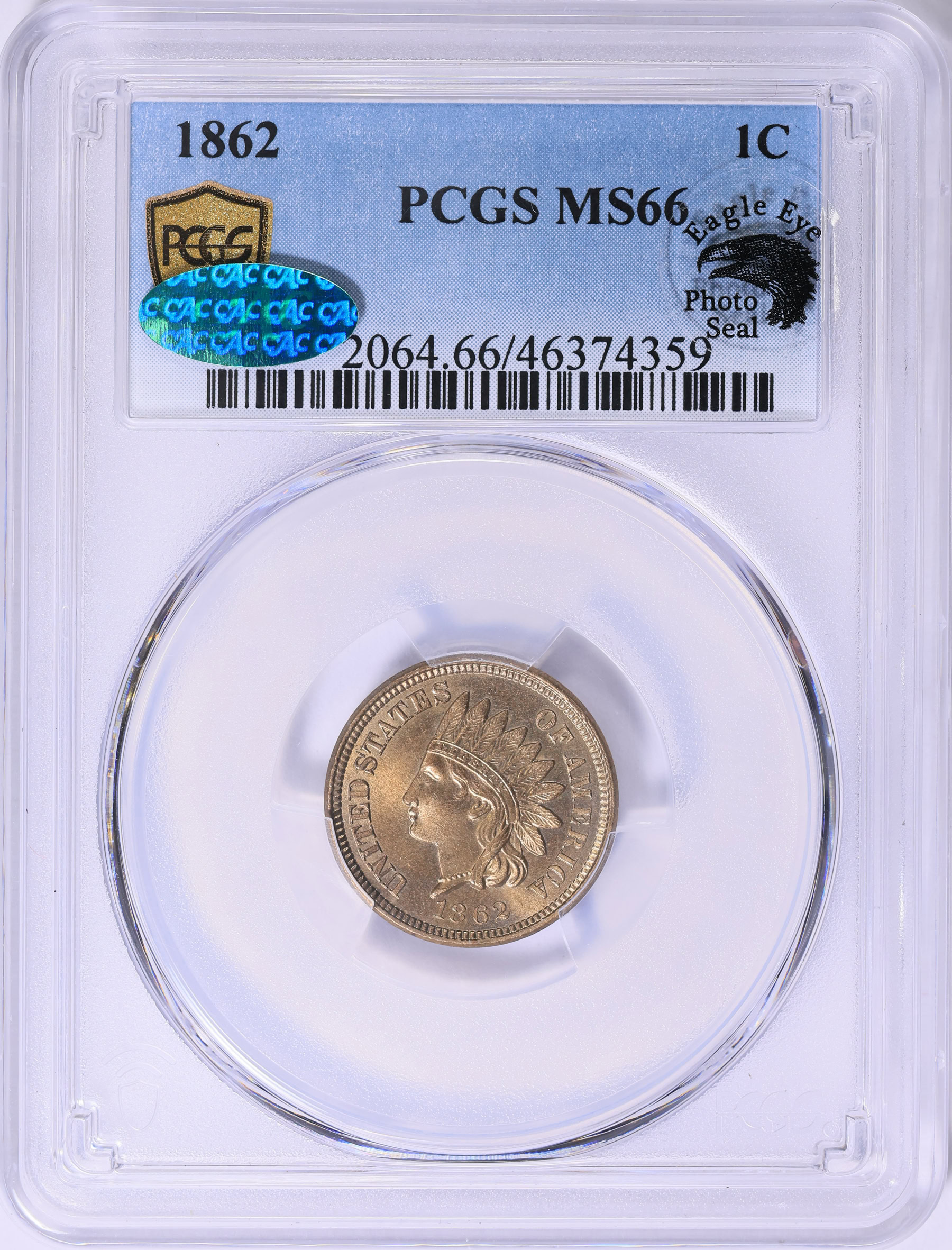 1862 Indian Cent PCGS MS-66 (Eagle Eye Seal) (CAC Green) (Item 1791146) | GreatCollections Coin ...