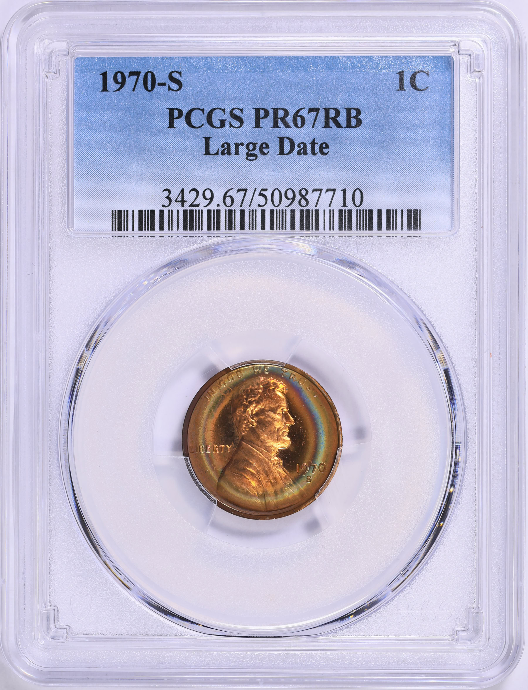 1970-S Lincoln Cent Large Date PCGS Proof-67 RB (Toned) (Item 1791152 ...