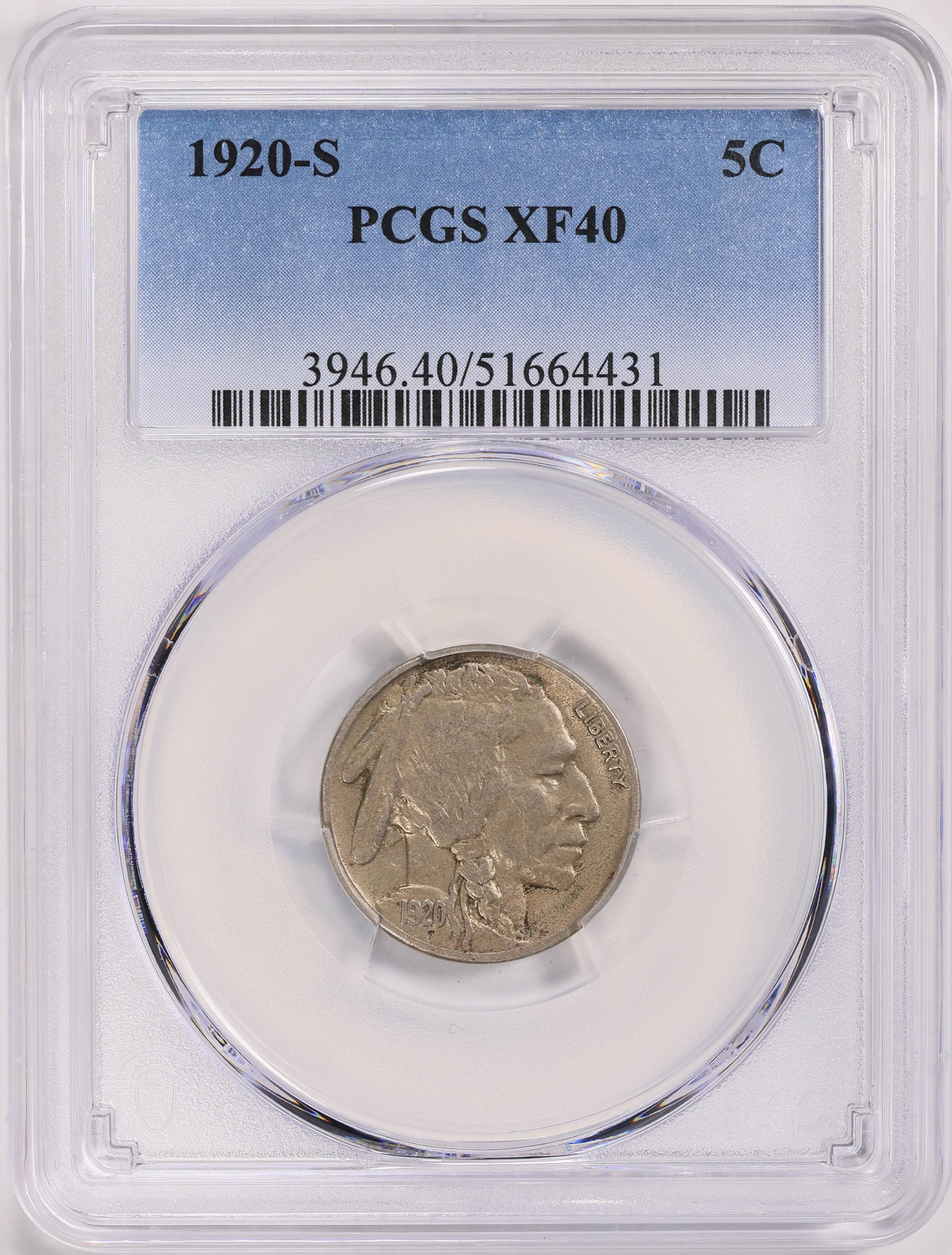 1920-S Buffalo Nickel PCGS XF-40 (Item 1791233) | GreatCollections Coin ...