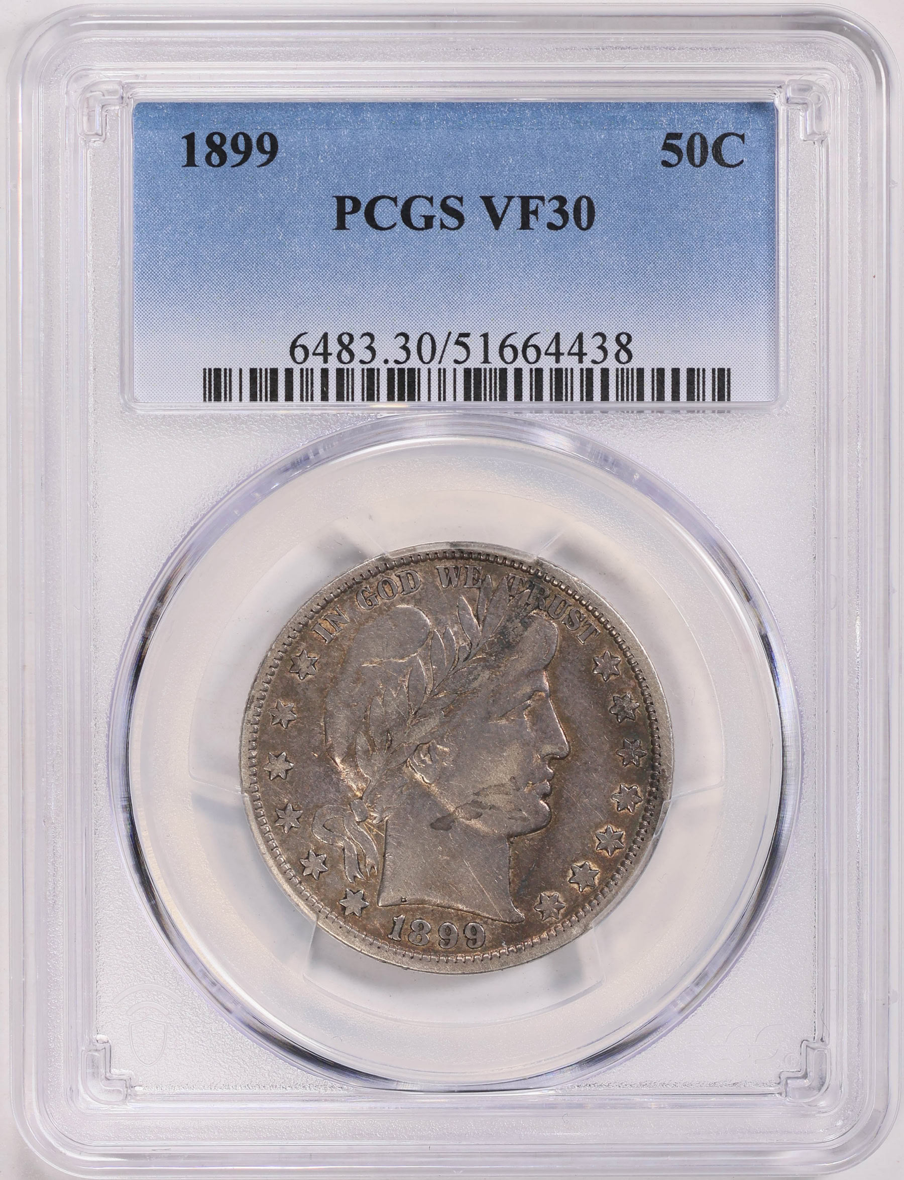 1899 Barber Half Dollar PCGS VF-30 (Toned) (Item 1791240 ...