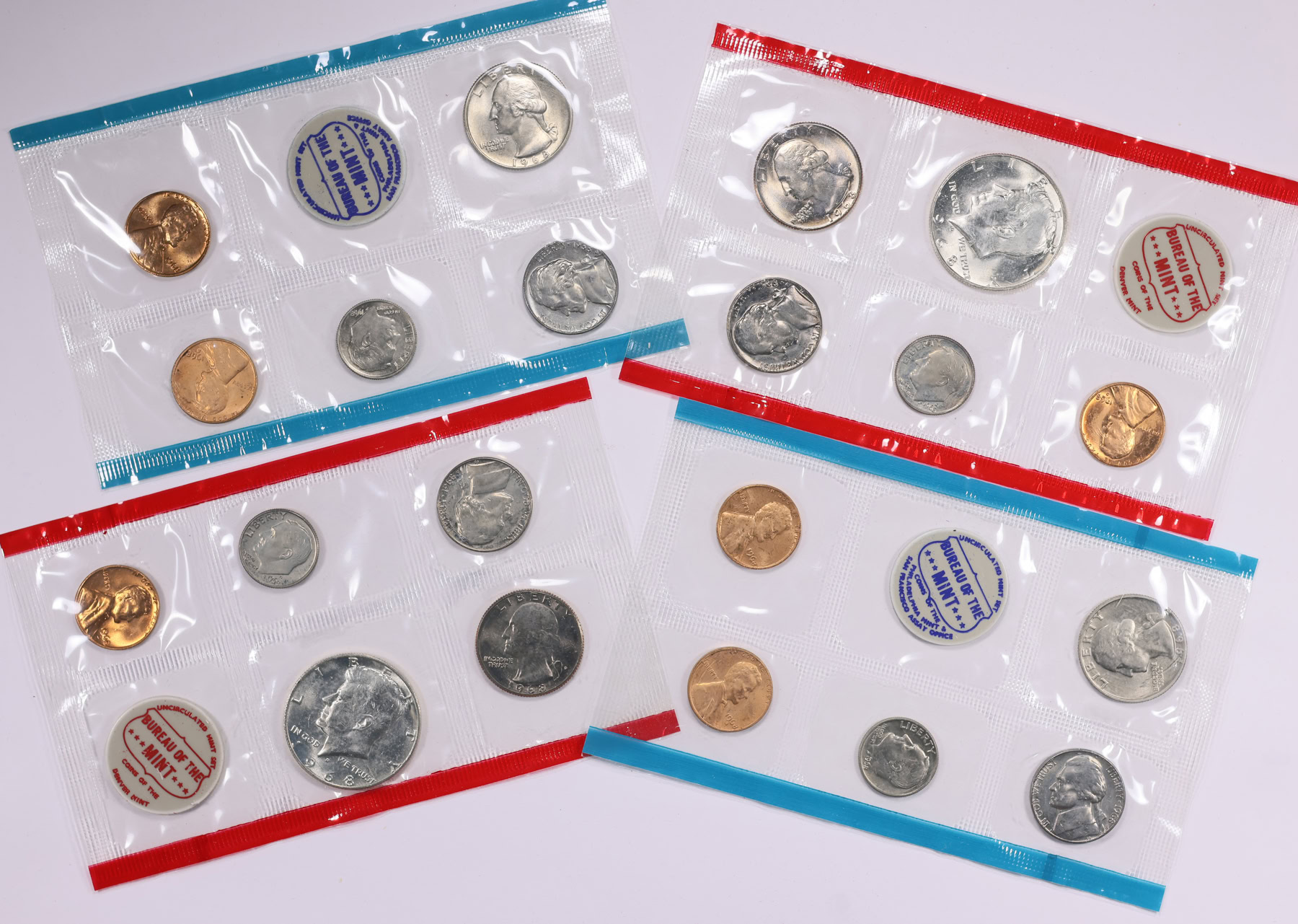 1968 & 1971-P/D 1c-50c U.S. Mint Sets Uncertified in Envelopes of Issue ...
