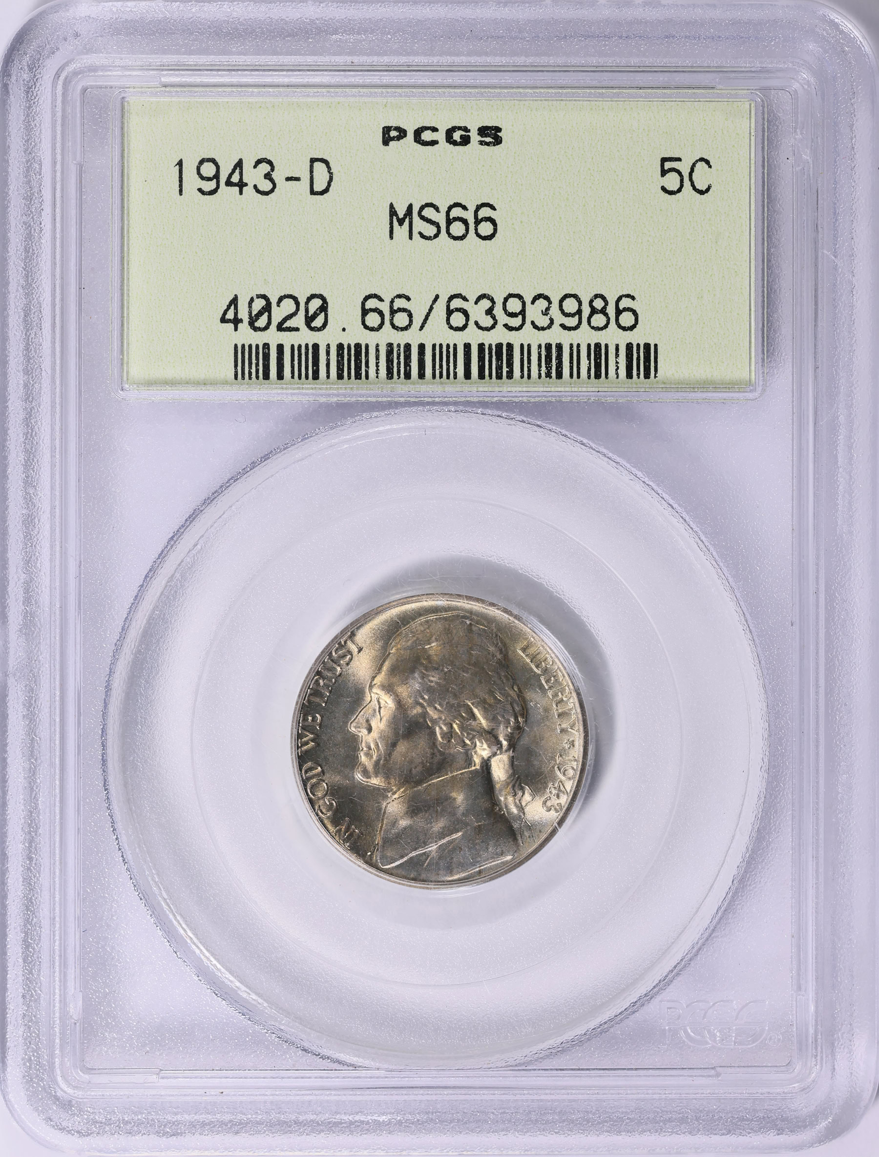 1943-D Jefferson Nickel PCGS MS-66 OGH (Item 1791968 ...
