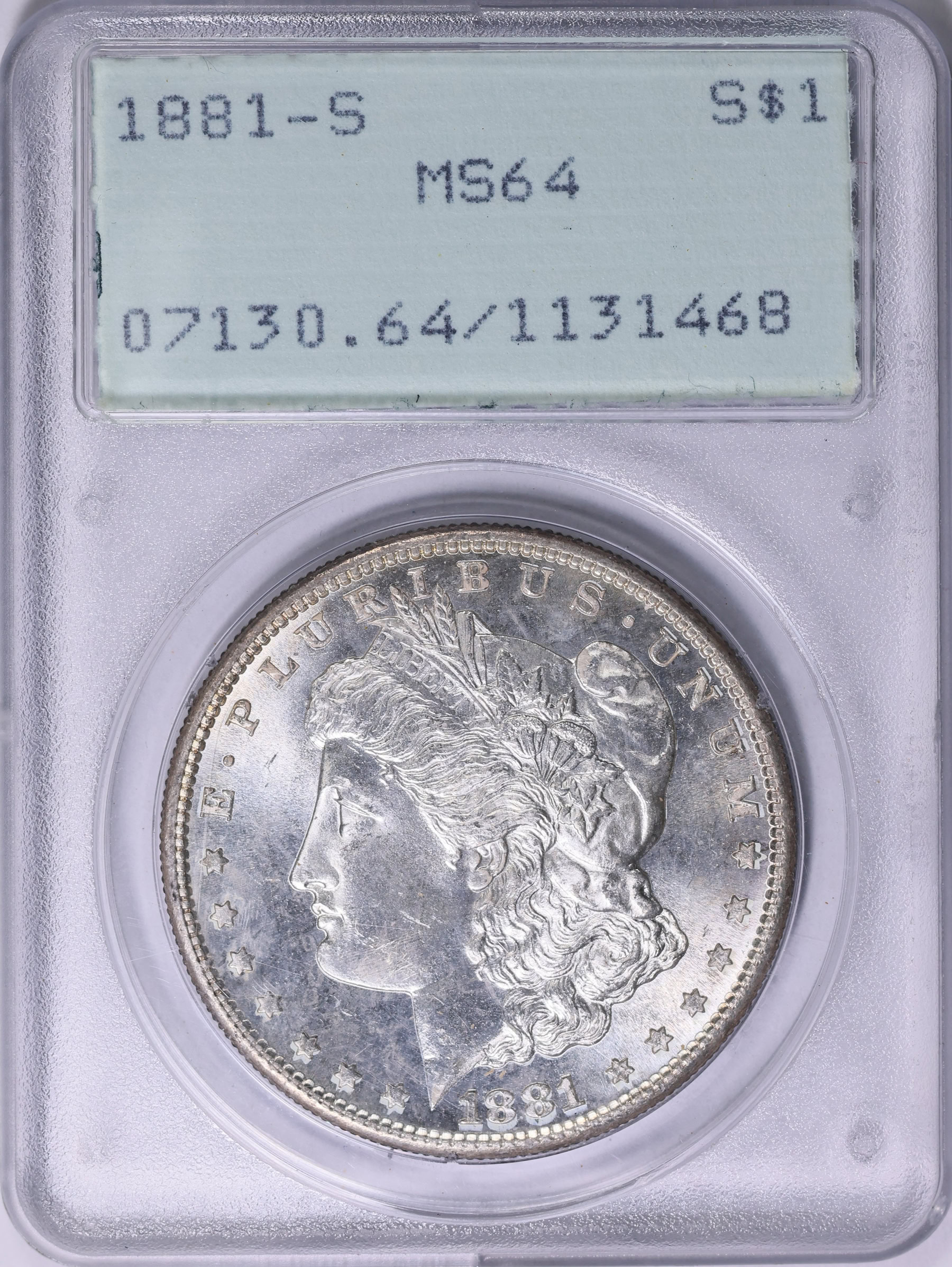 1881-S Morgan Silver Dollar PCGS MS-64 OGH (1st Gen) (Item 1792018) | GreatCollections Coin Auctions
