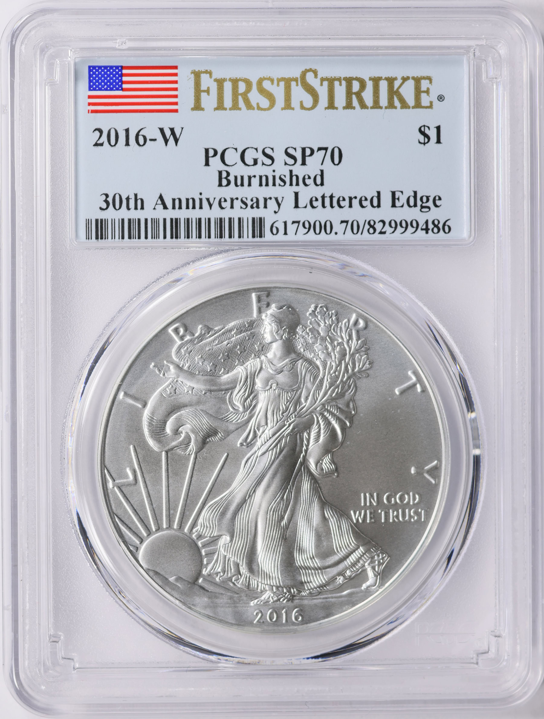2016-W $1 Silver Eagle Burnished Lettered Edge First Strike PCGS SP-70 (Item 1792025 ...