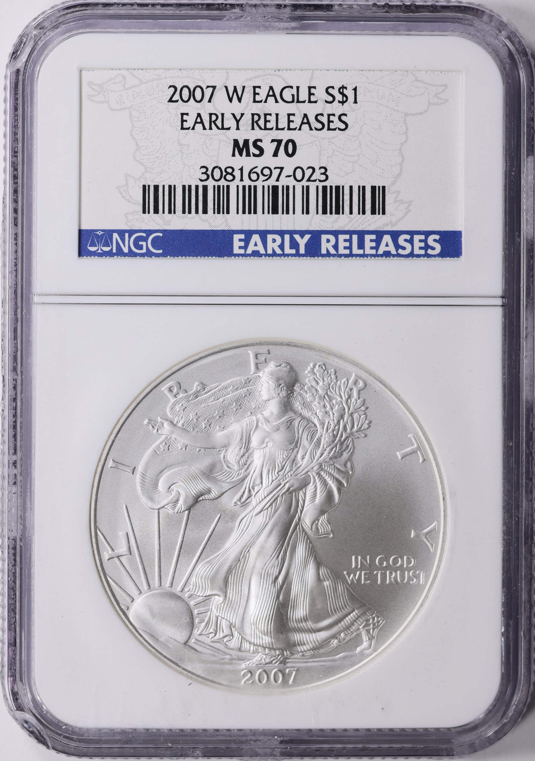 2007-W $1 Silver Eagle Early Releases NGC MS-70 (Item 1792068) | GreatCollections Coin Auctions