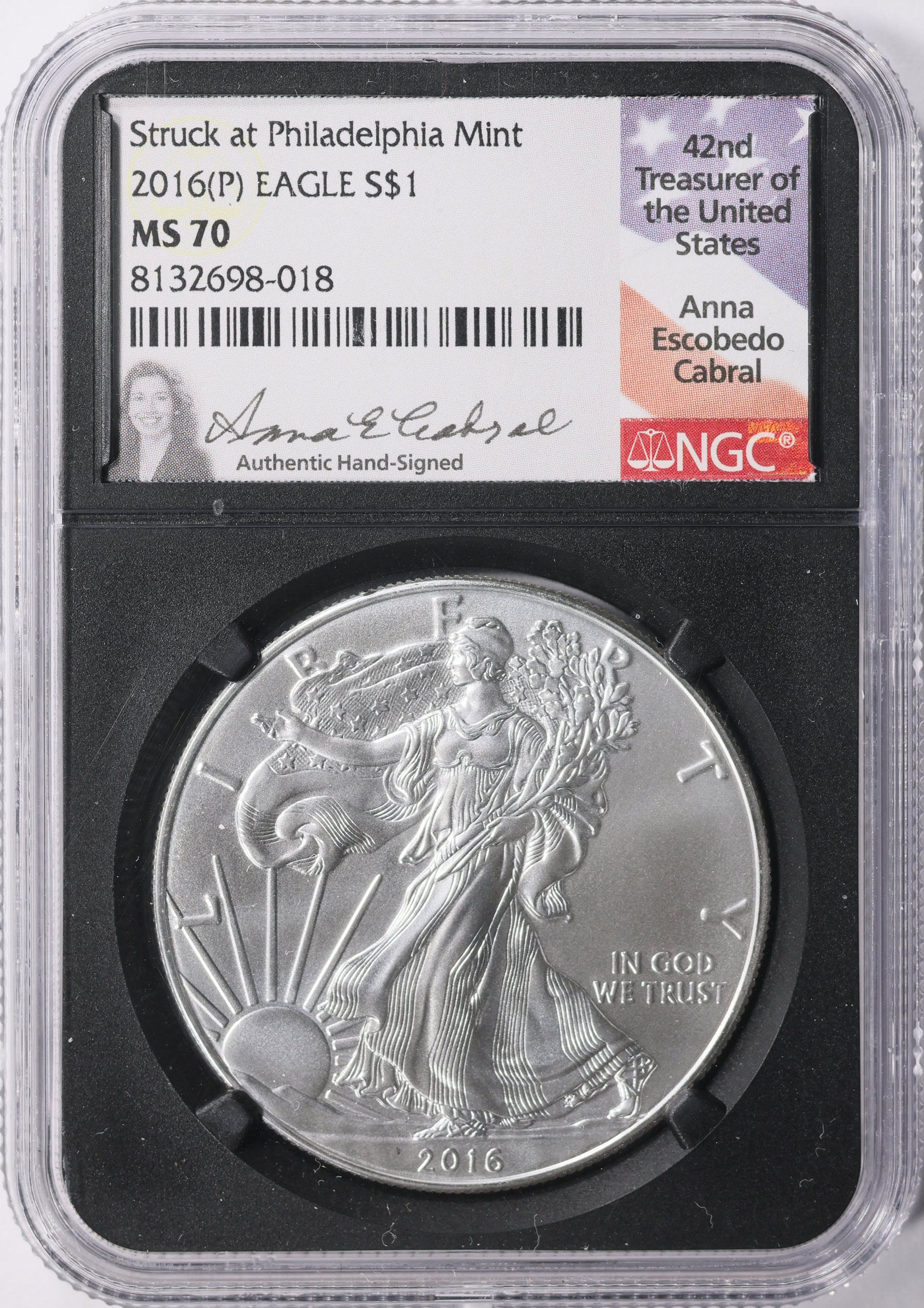 2016-(P) $1 Silver Eagle Struck at Philadelphia NGC MS-70 (Anna ...