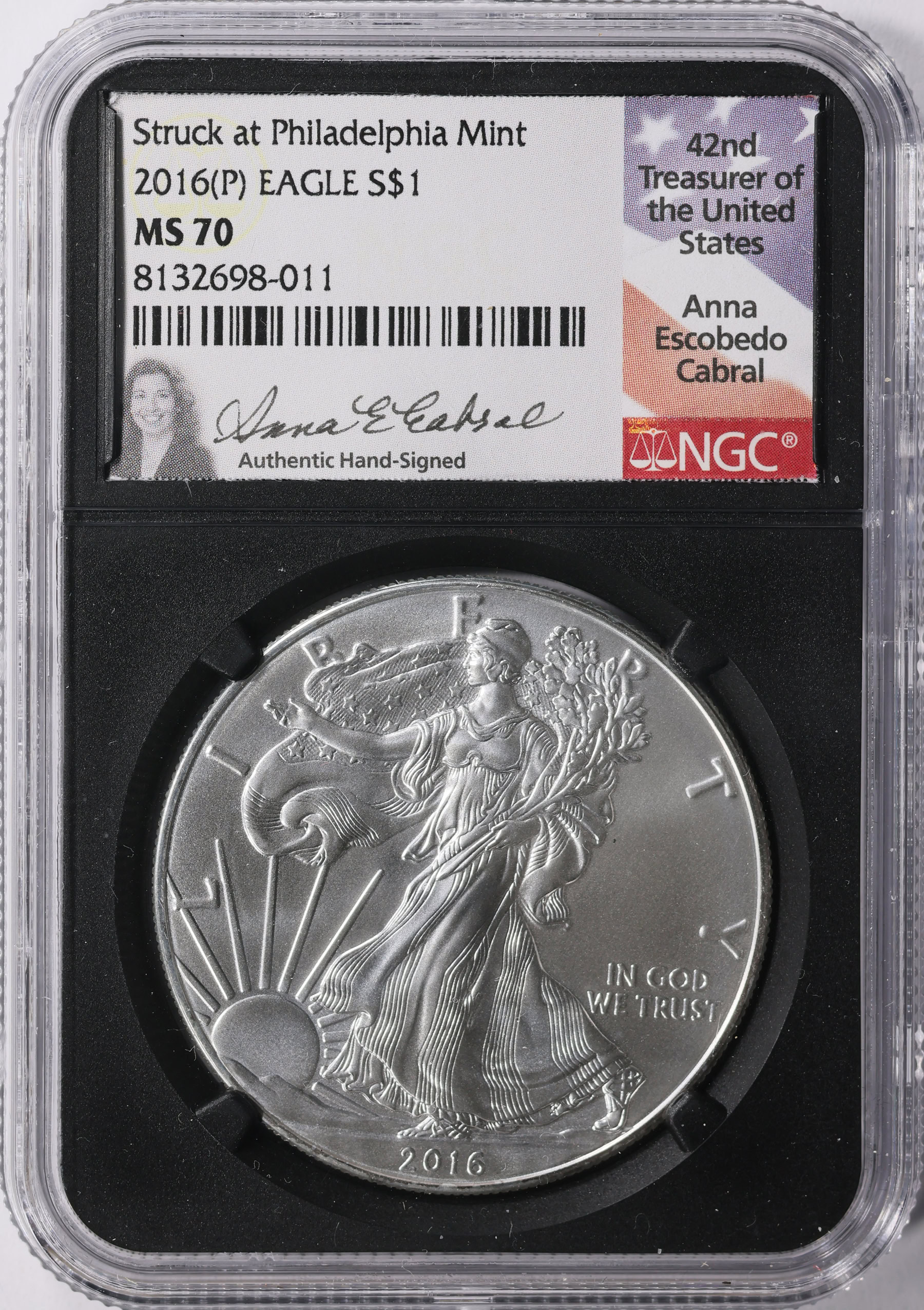2016-(P) $1 Silver Eagle Struck at Philadelphia NGC MS-70 (Anna ...