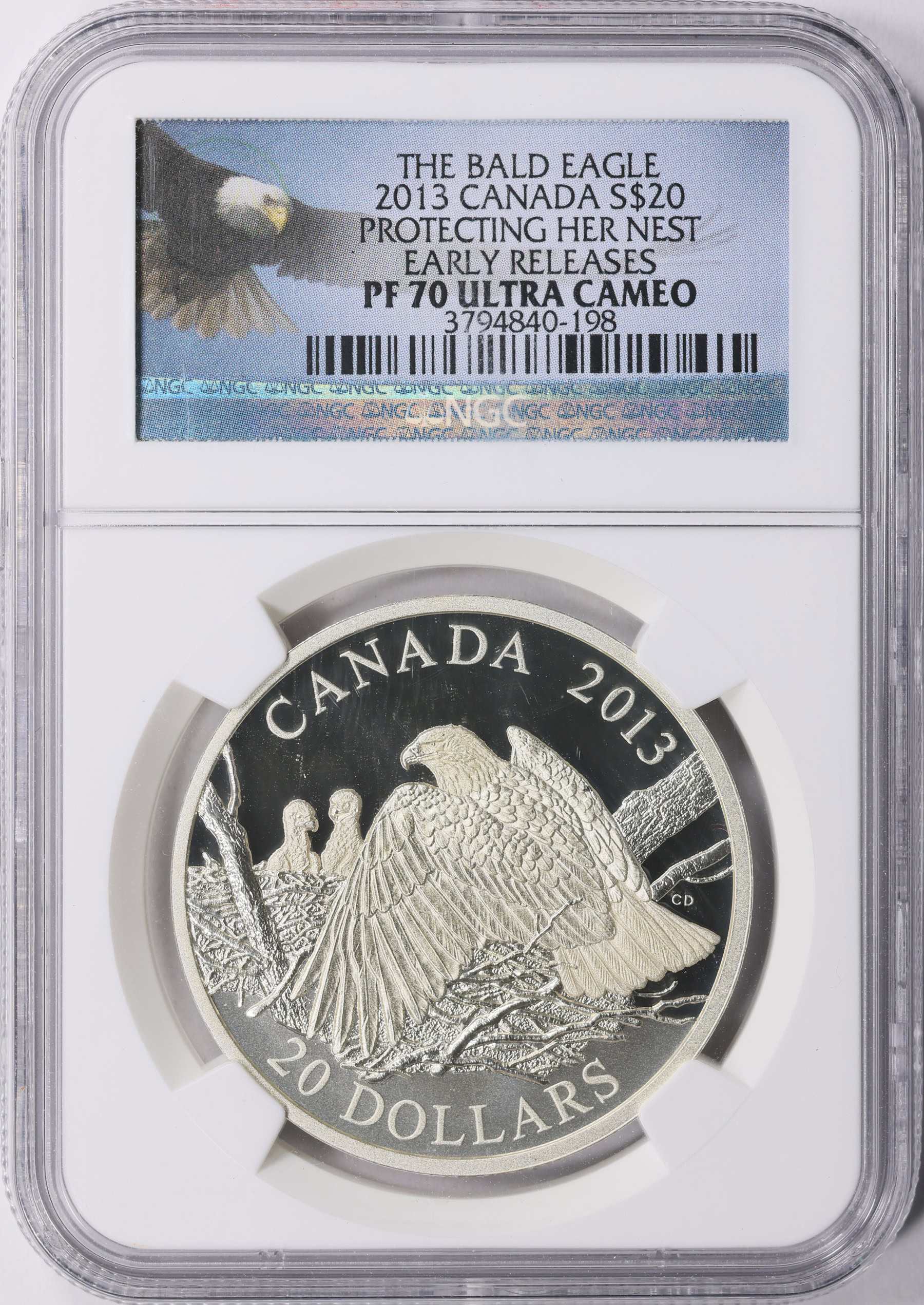 Canada 2013 Silver $20 The Bald Eagle Protecting Her Nest Early ...