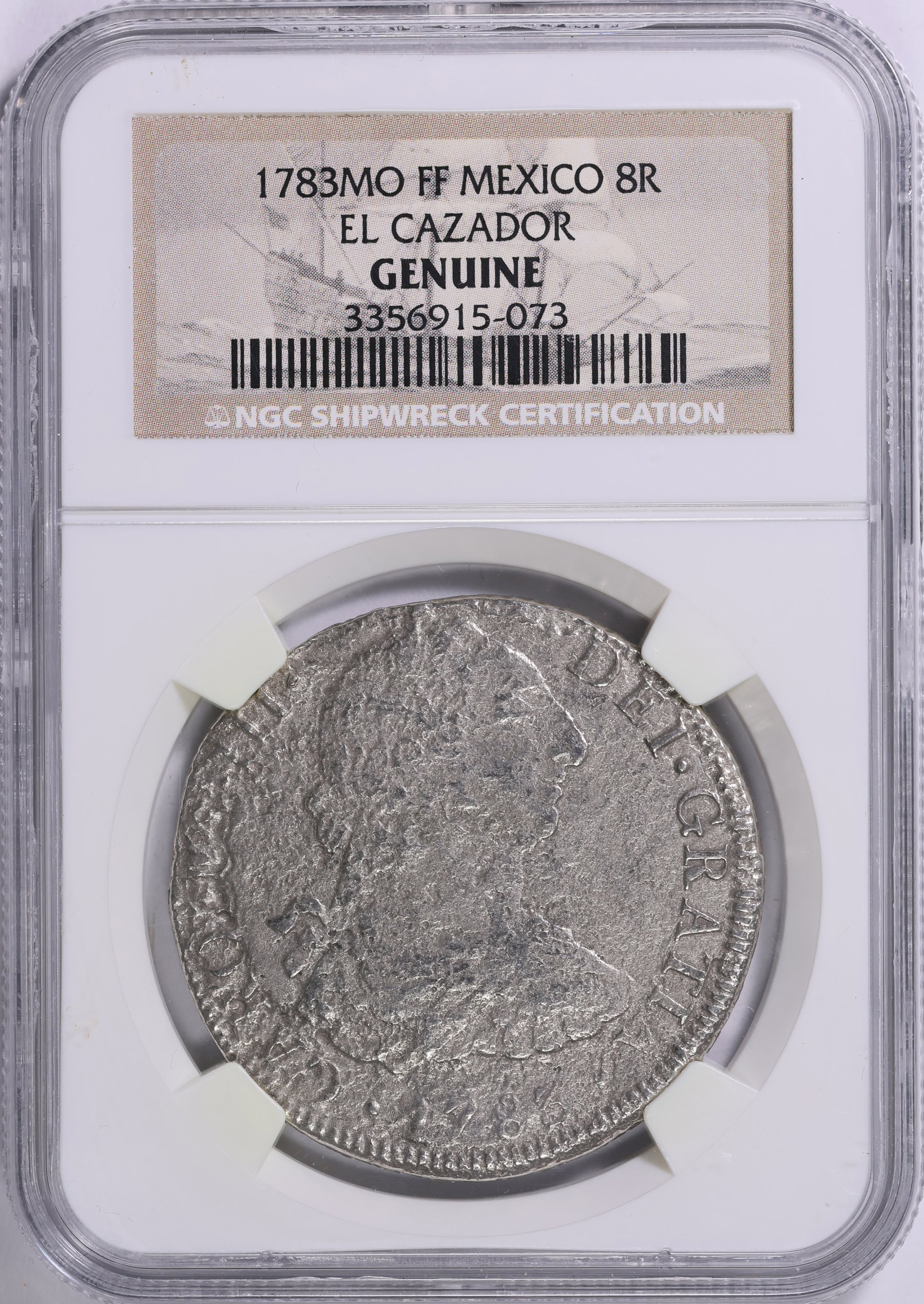 Mexico 1783-Mo FF Silver 8 Reales KM-106 NGC Genuine (El Cazador Shipwreck) (ASW = 0.7859 Oz ...