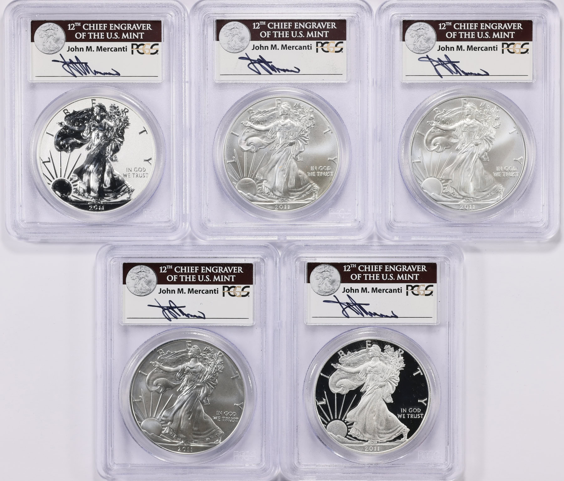 2011 25th Anniversary $1 Silver Eagle Set First Strike PCGS MS-70/Proof-70 (Mercanti Signed ...